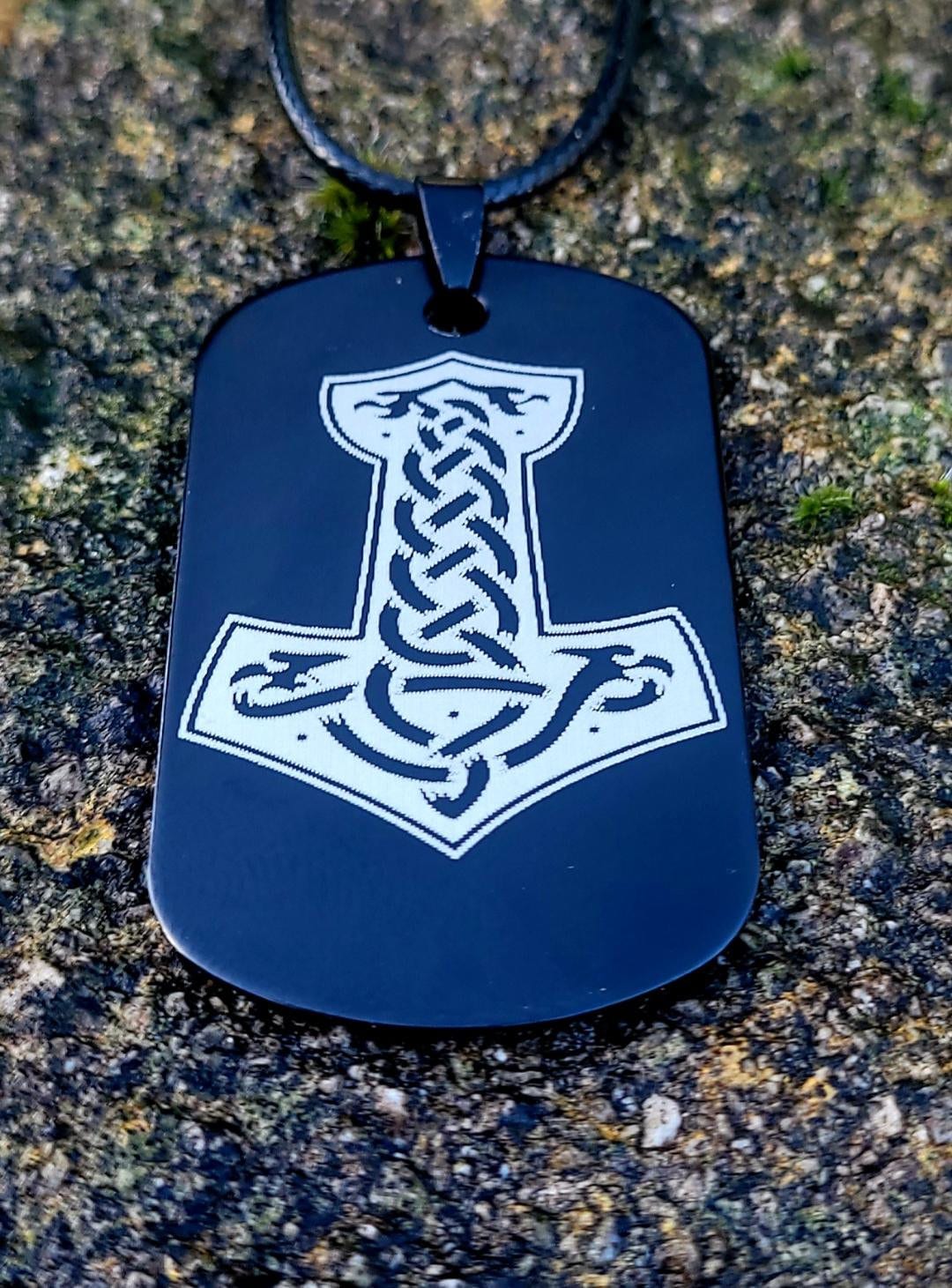 Handmade Steel Viking Thor Hammer Vegvisir Odin Pendant Necklace ...