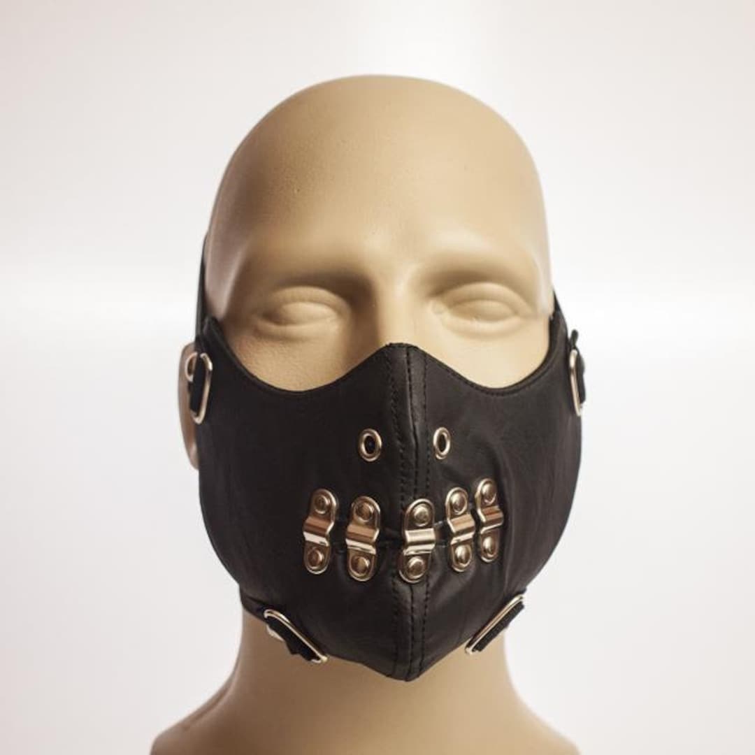Gothic Leather Mask for Motorbike With Metal Plates. Rocker, Metal ...