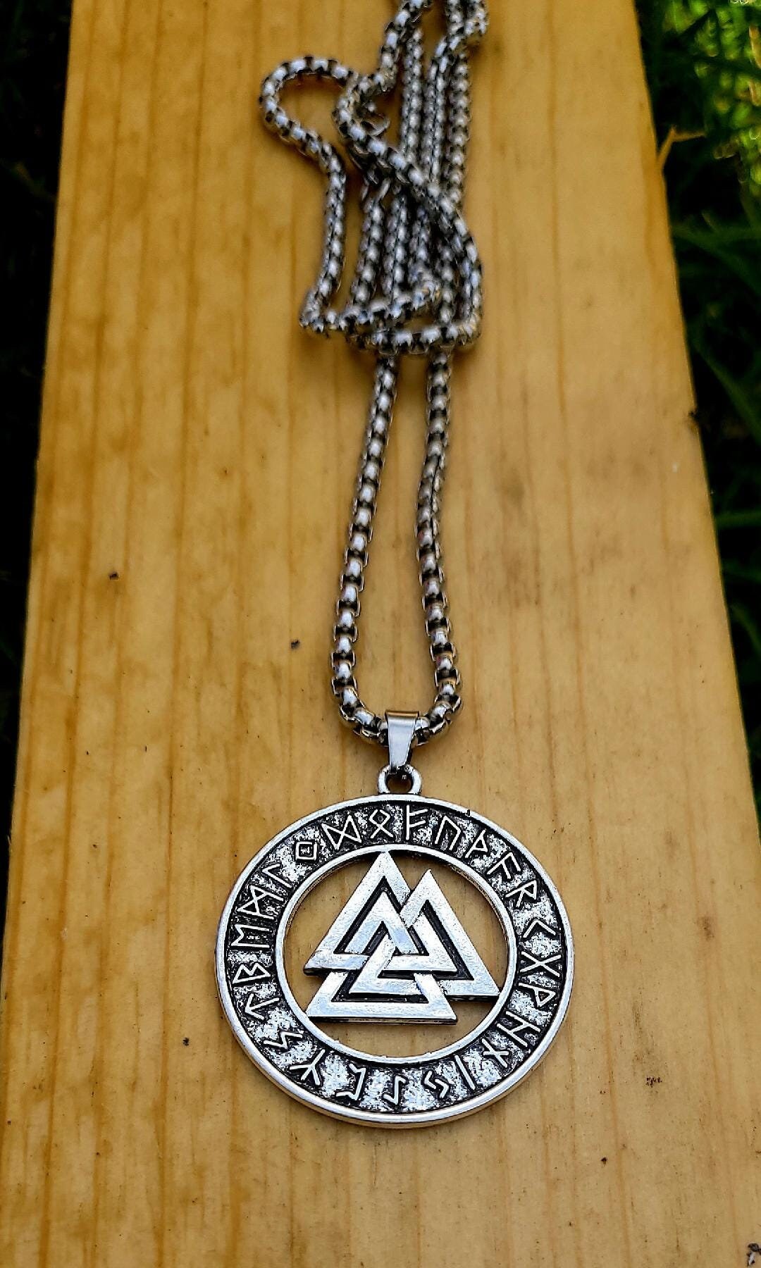 Handmade Stainless Steel Viking Odin Valknut Knot Pendant Necklace ...