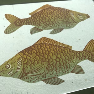 The Linocut Print_original Print_the Fish_ Golden Fish_ Carp - Etsy