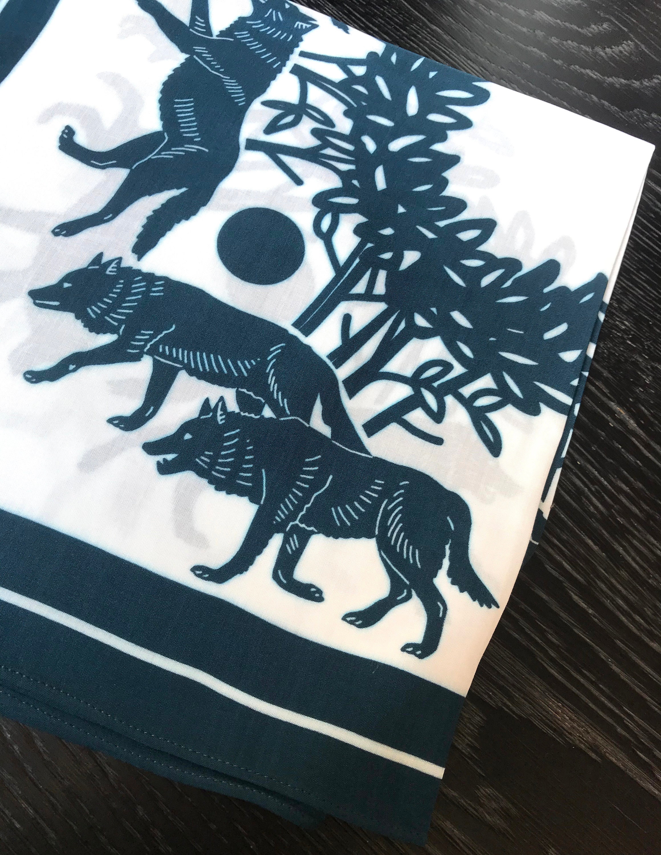 Bandana Scarf wild Wolves Original Print - Etsy