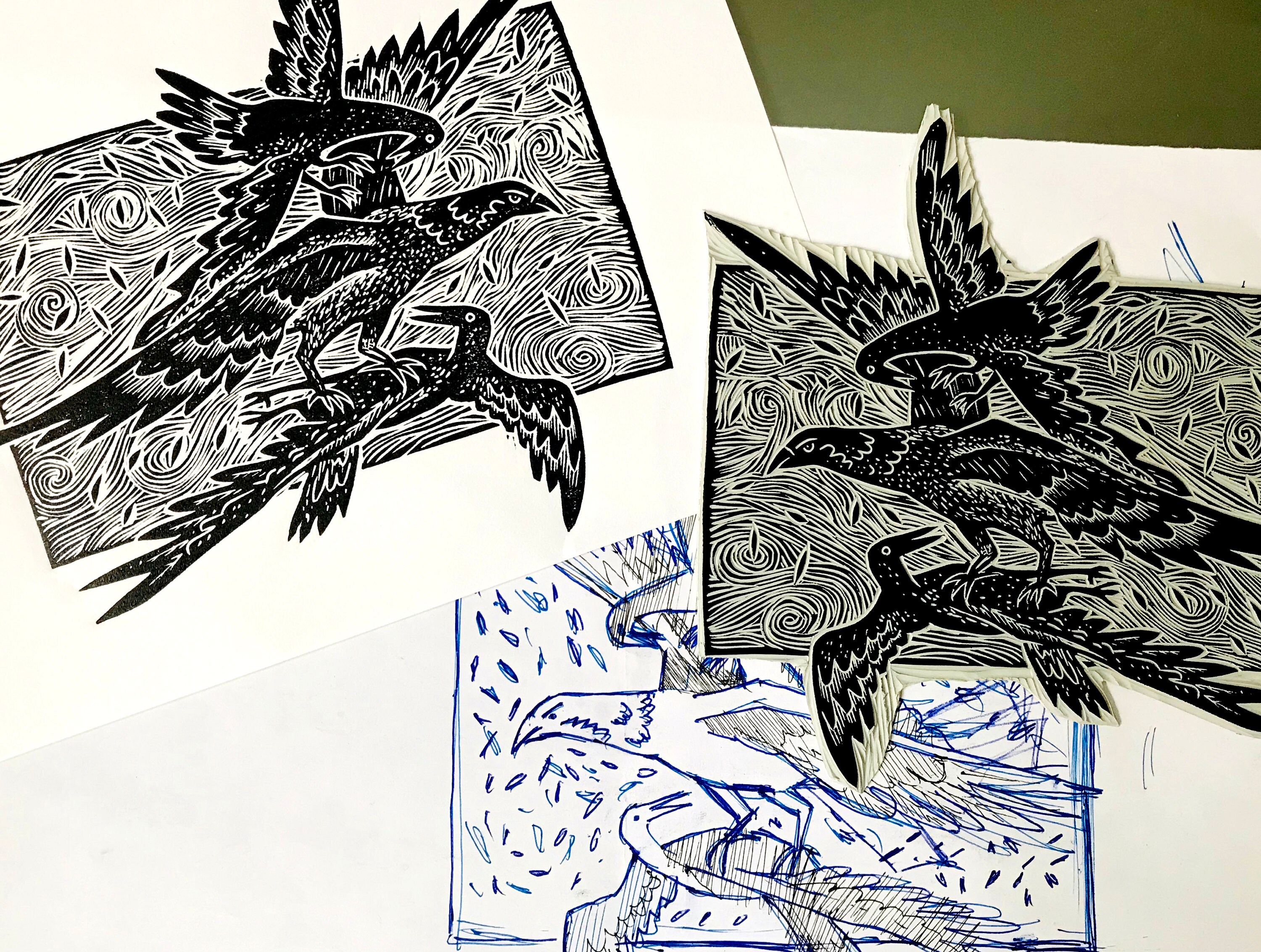 Linocut Original Print _hunting_ Art Print_linogravure - Etsy
