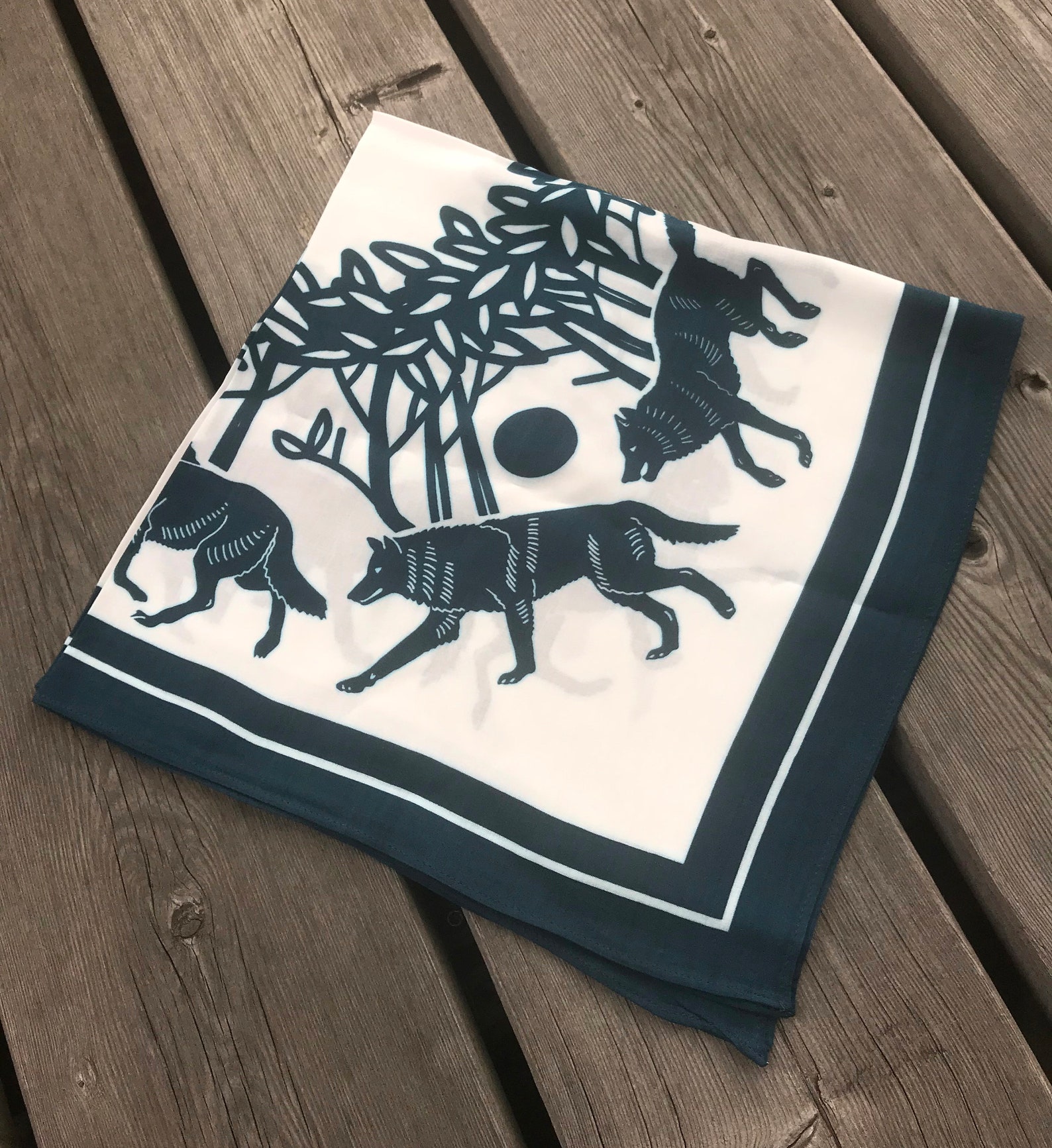 Bandana Scarf wild Wolves Original Print - Etsy