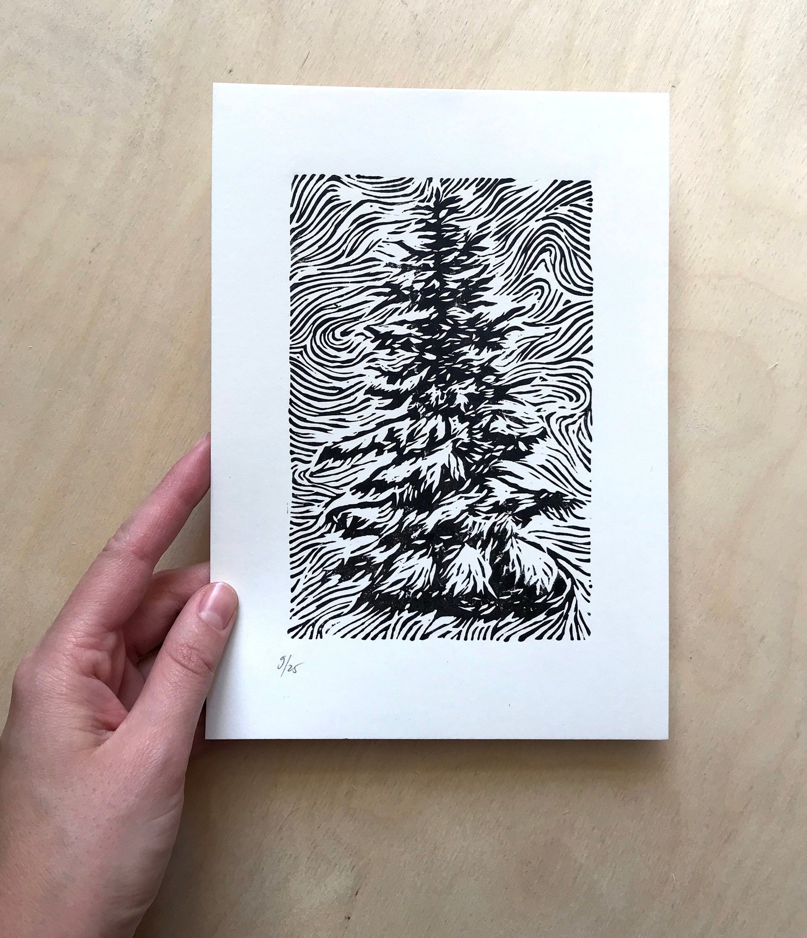 X-mas Tree, Linocut - Etsy