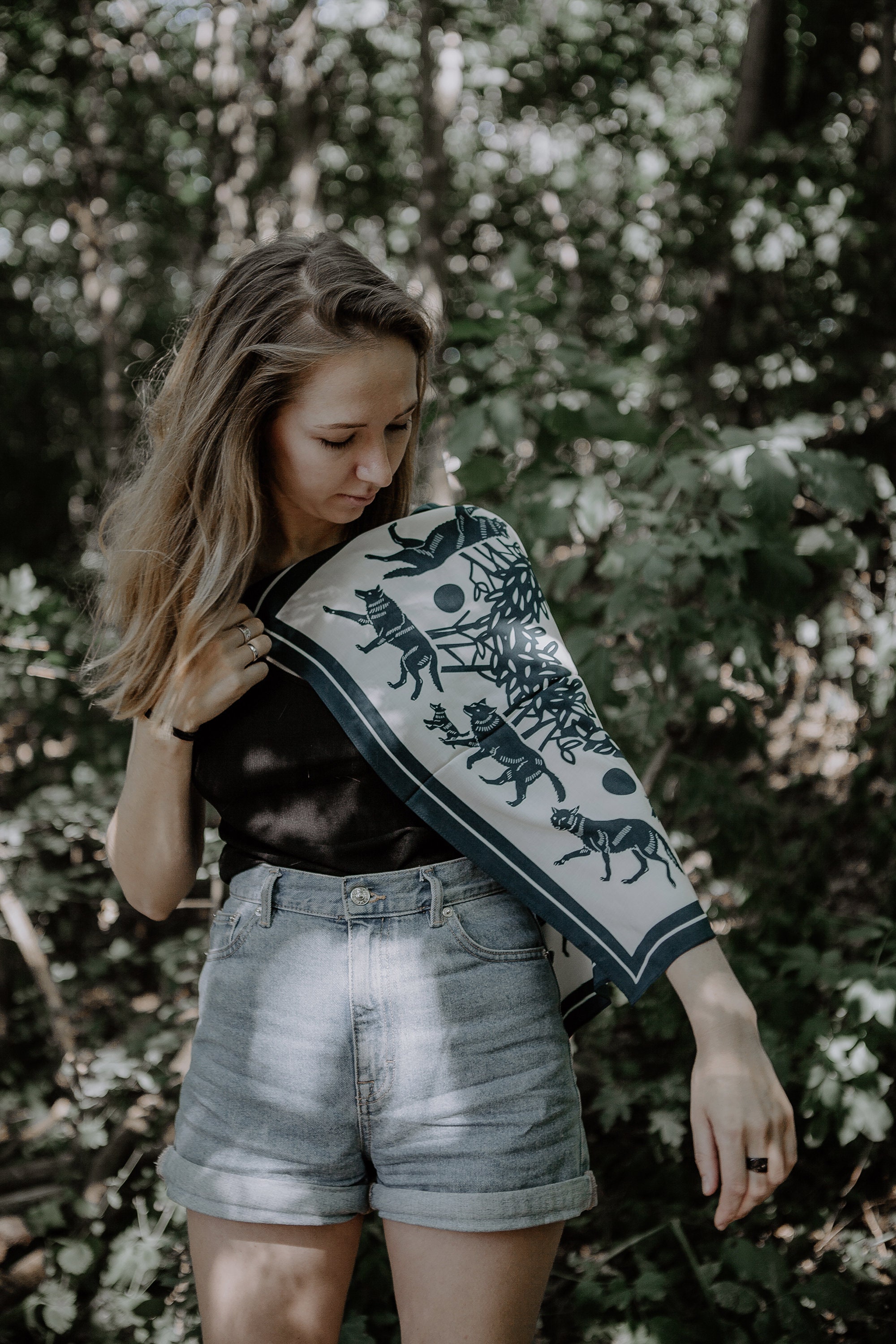 Bandana Scarf "wild Wolves" - Original Print - |limited Edition ...