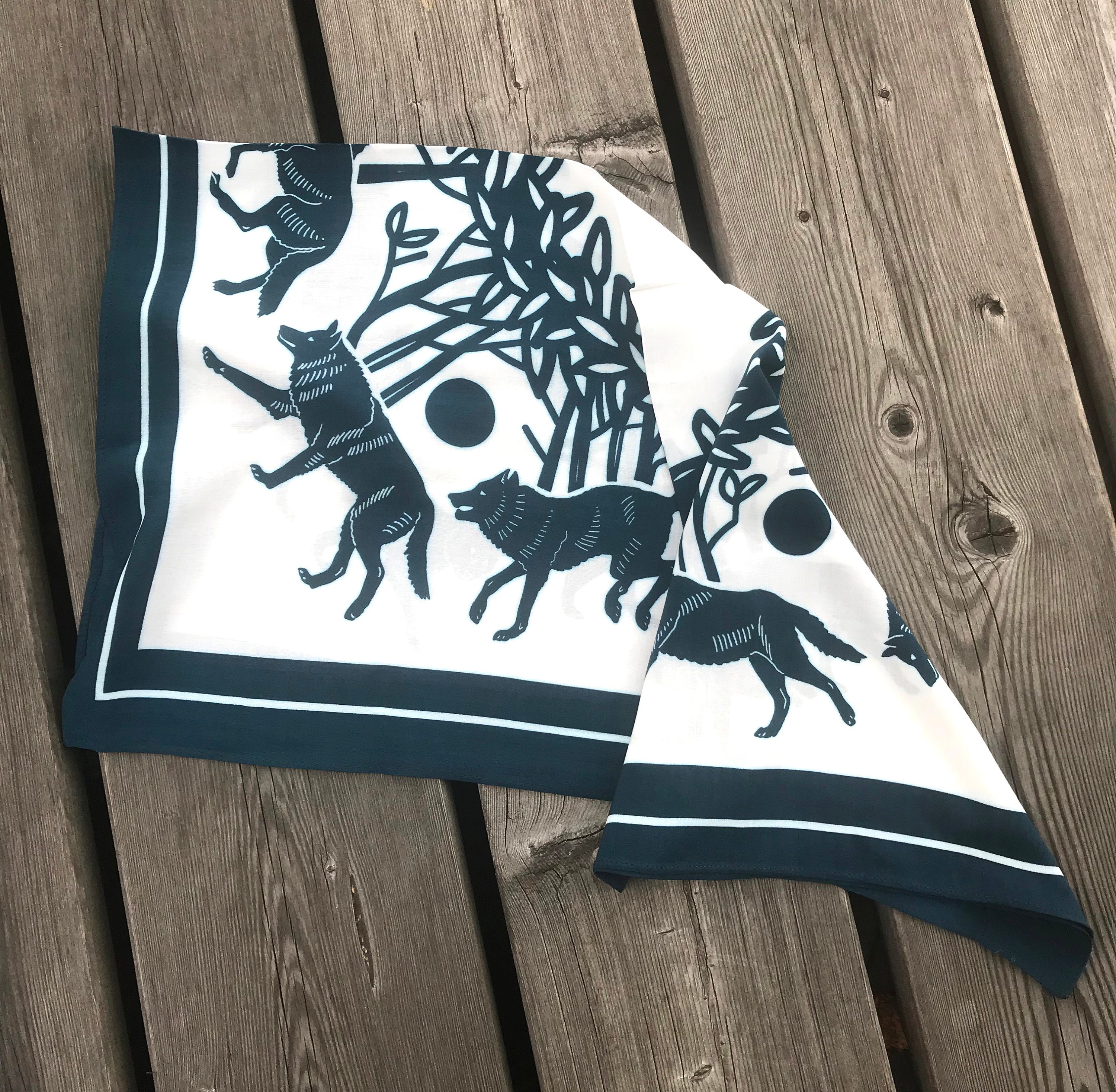 Bandana Scarf wild Wolves Original Print - Etsy