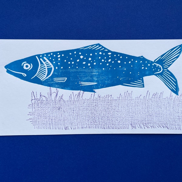 Fish Linocut - Etsy