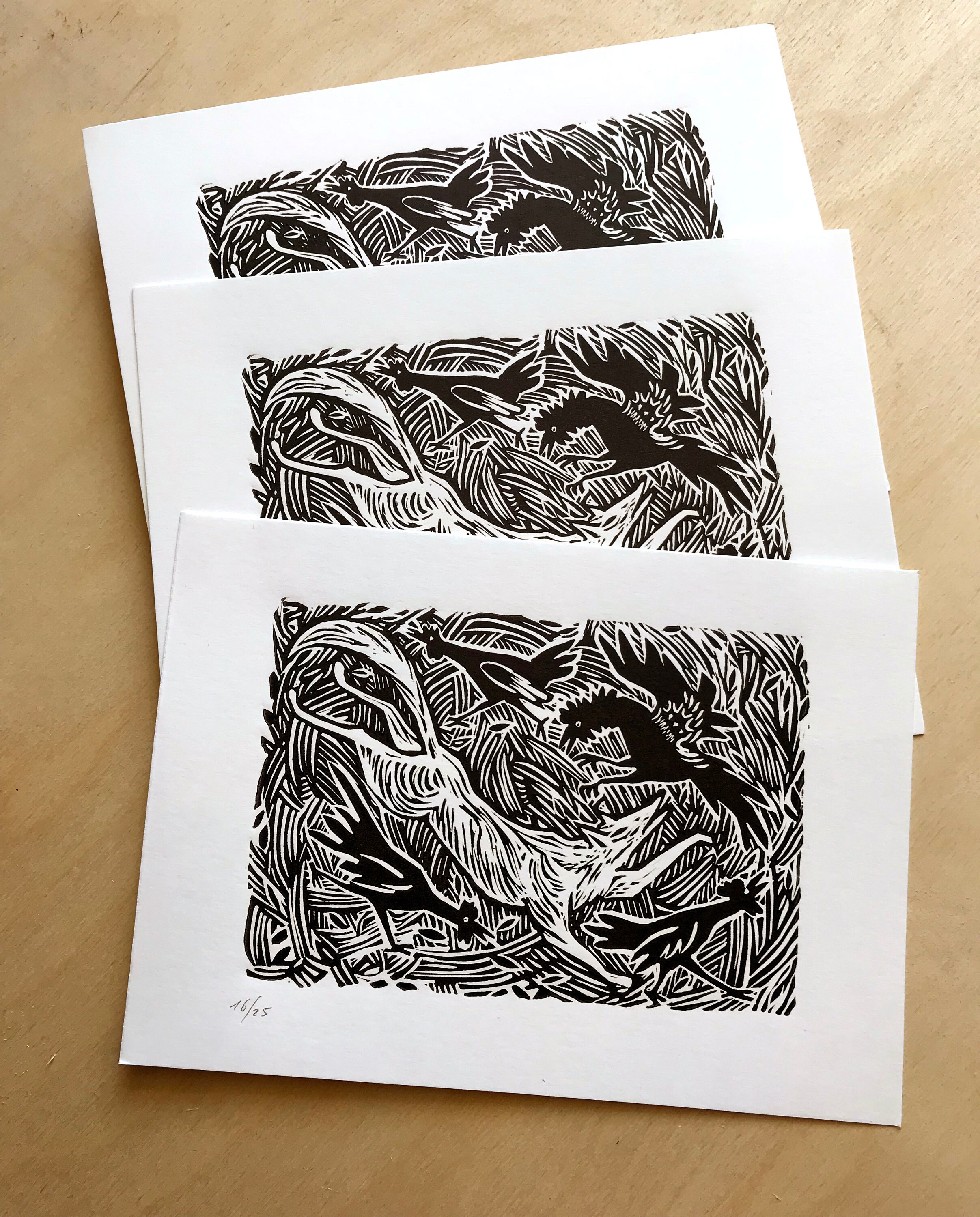 Linocut Print. Animals. the Trap_fox_hunting - Etsy