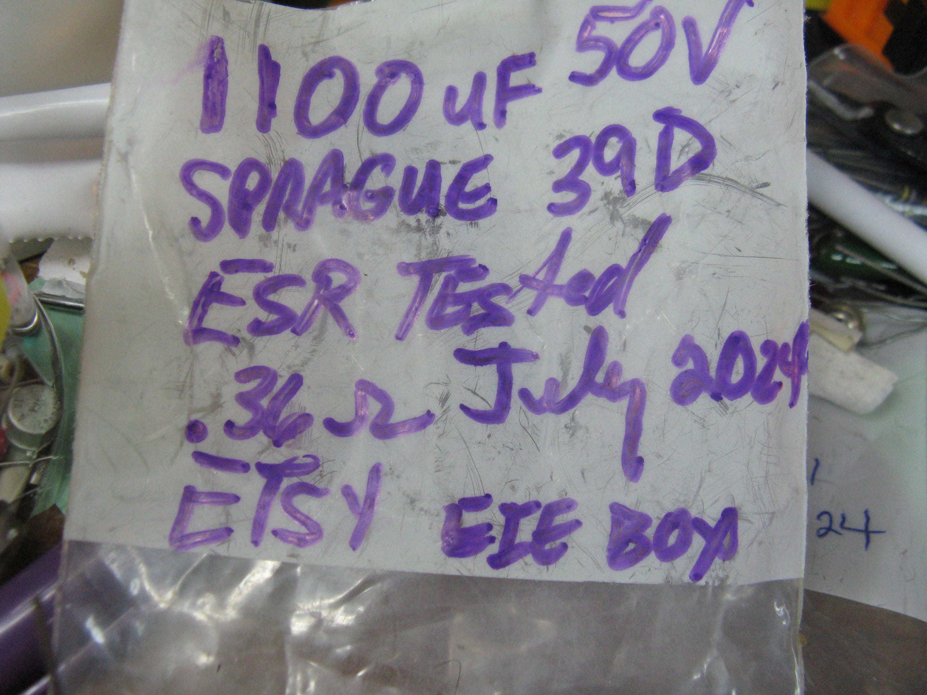 Sprague 39D Series Capacitors Qty 3 1100 Uf 50V LOW Esr Tested .39 Ohms ...