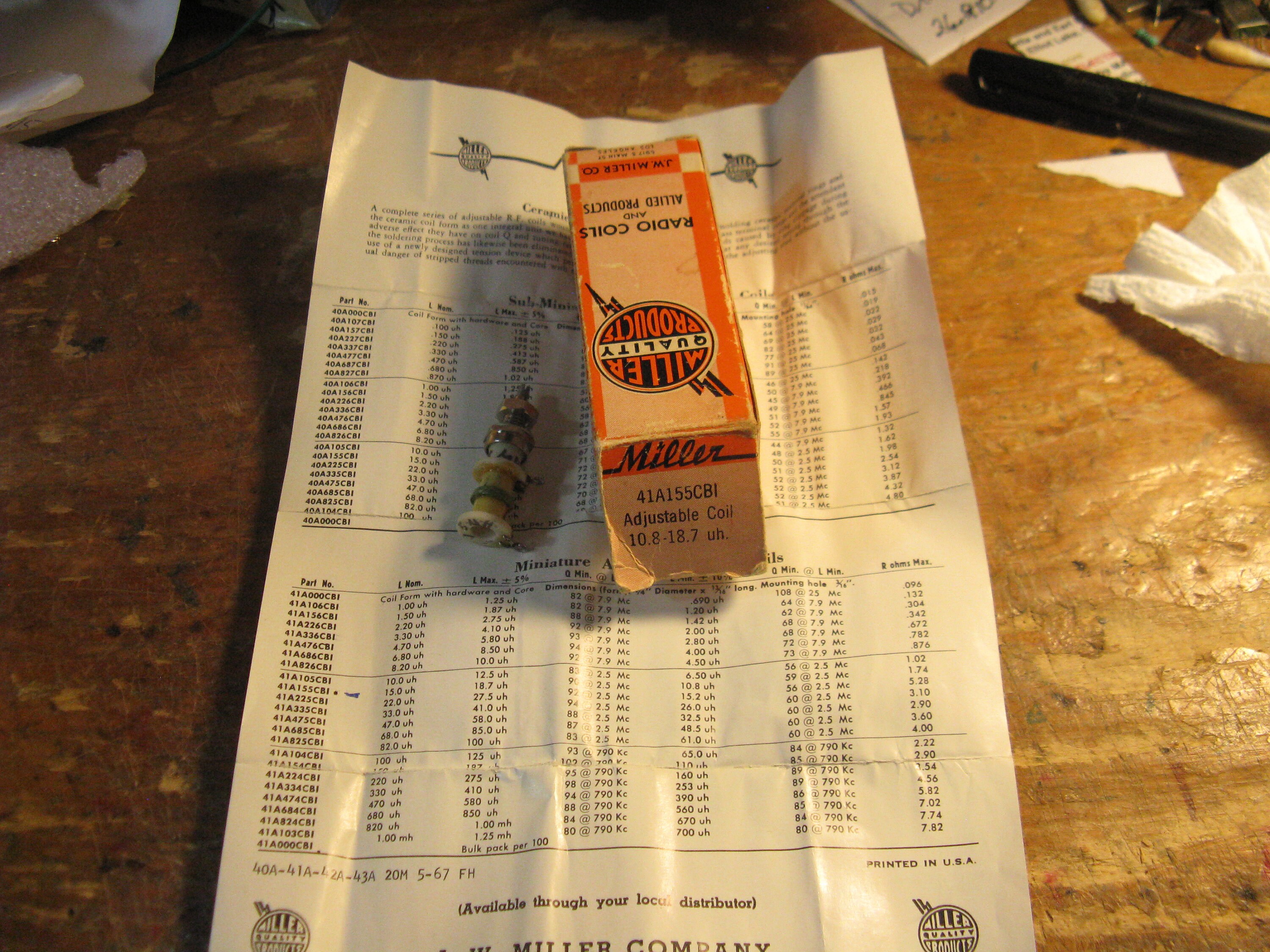 Vintage Miller Slug Tuned Coil W/orig Box Red Slug 41A155CB1 W/data ...