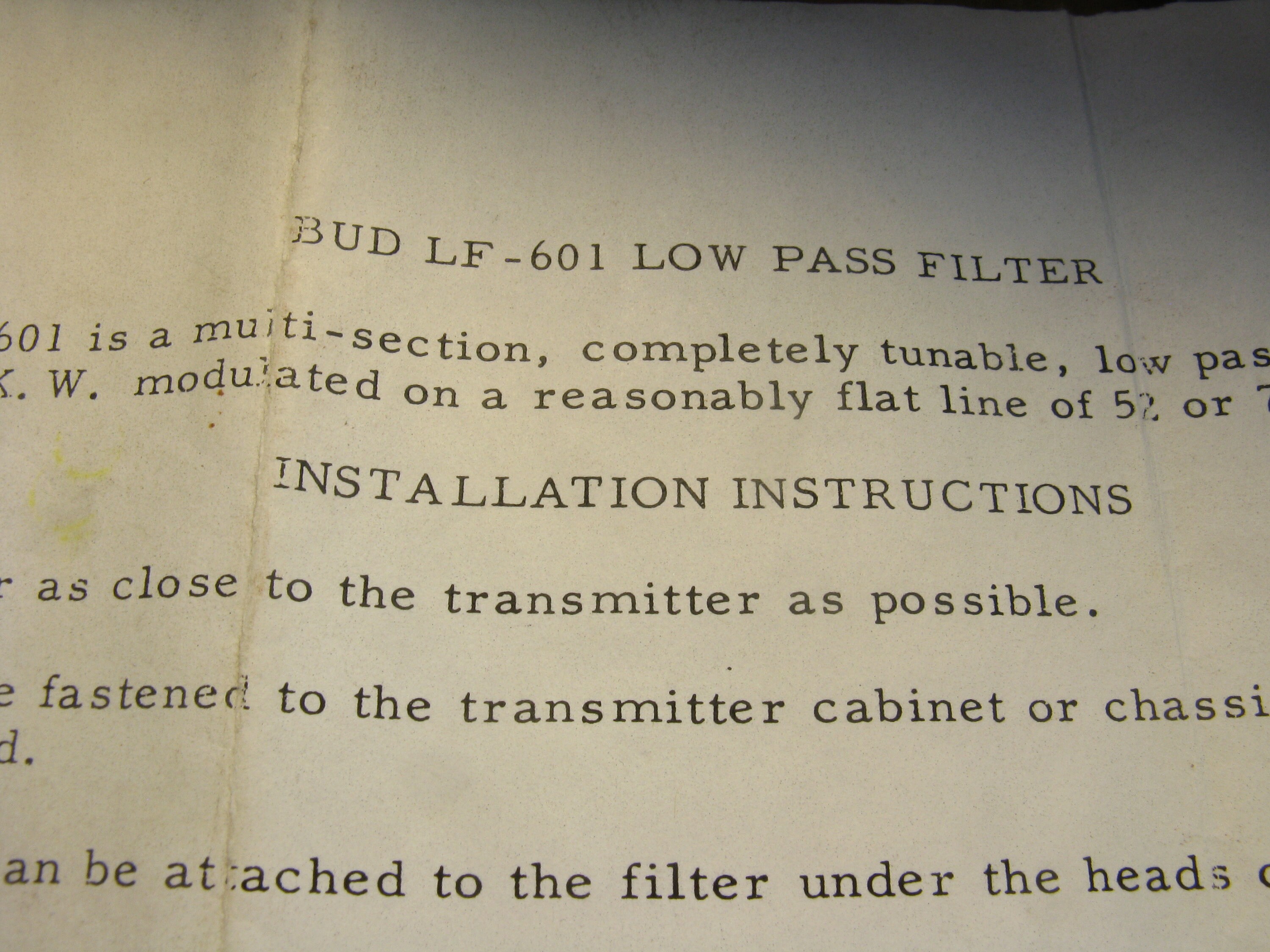 Bud Low Pass Filter 1KW Rated - 5 Sections Tuneable - Original Box and ...