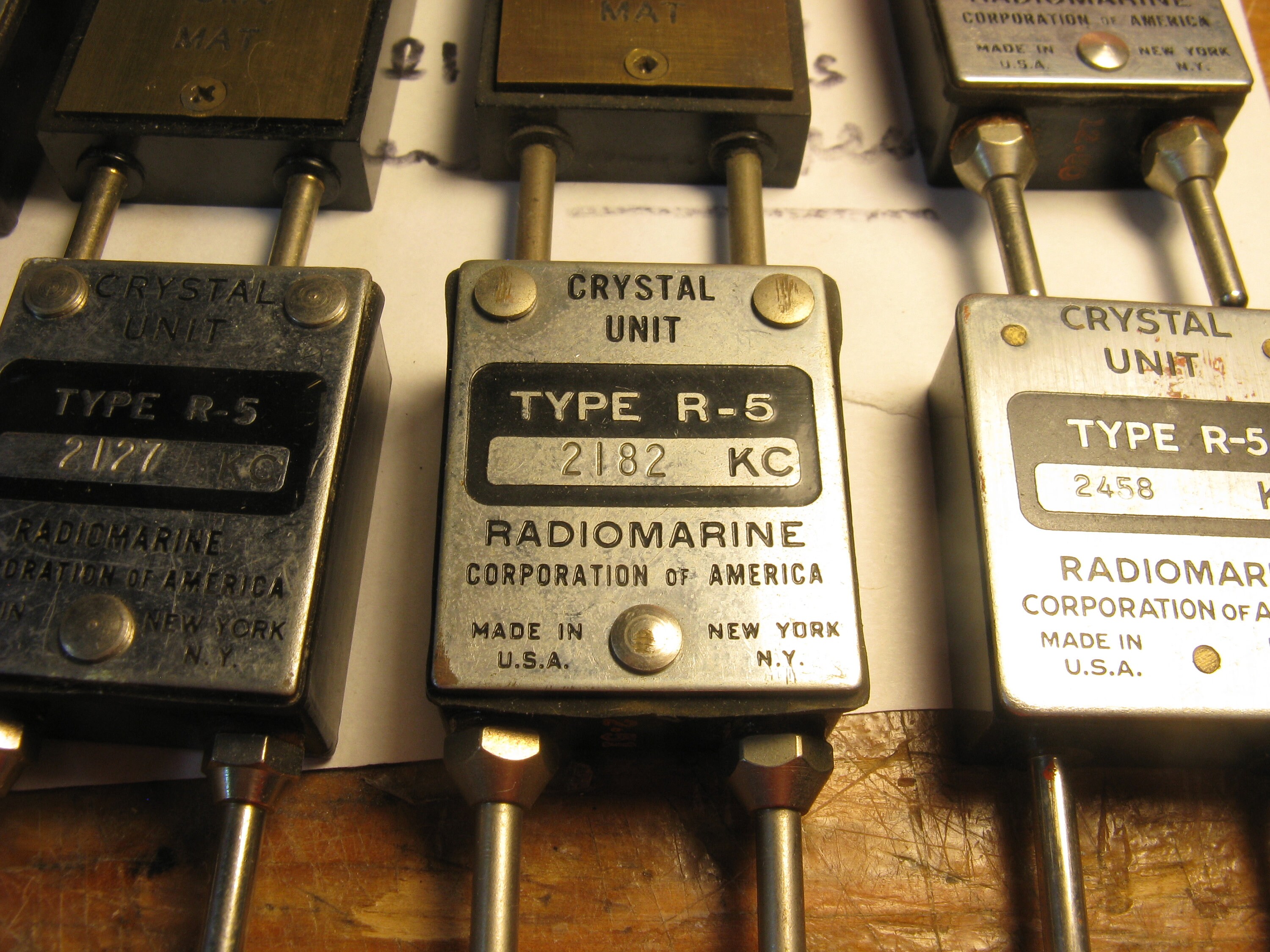 Radio Crystals Qty 9 as per Pics -- All Tested Good- Radio Marine Corp ...