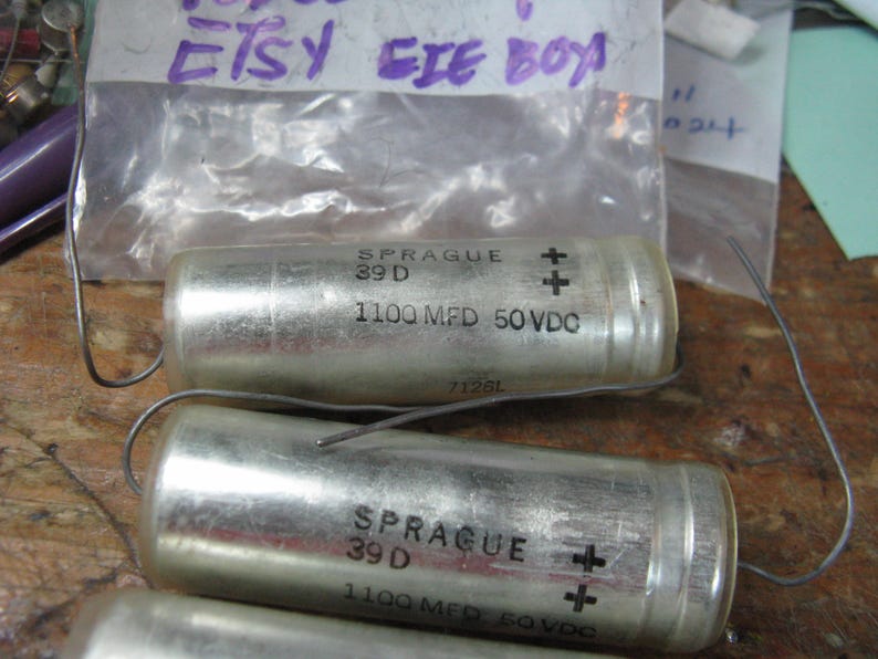 Sprague 39D Series Capacitors Qty 3 1100 Uf 50V LOW Esr Tested .39 Ohms ...