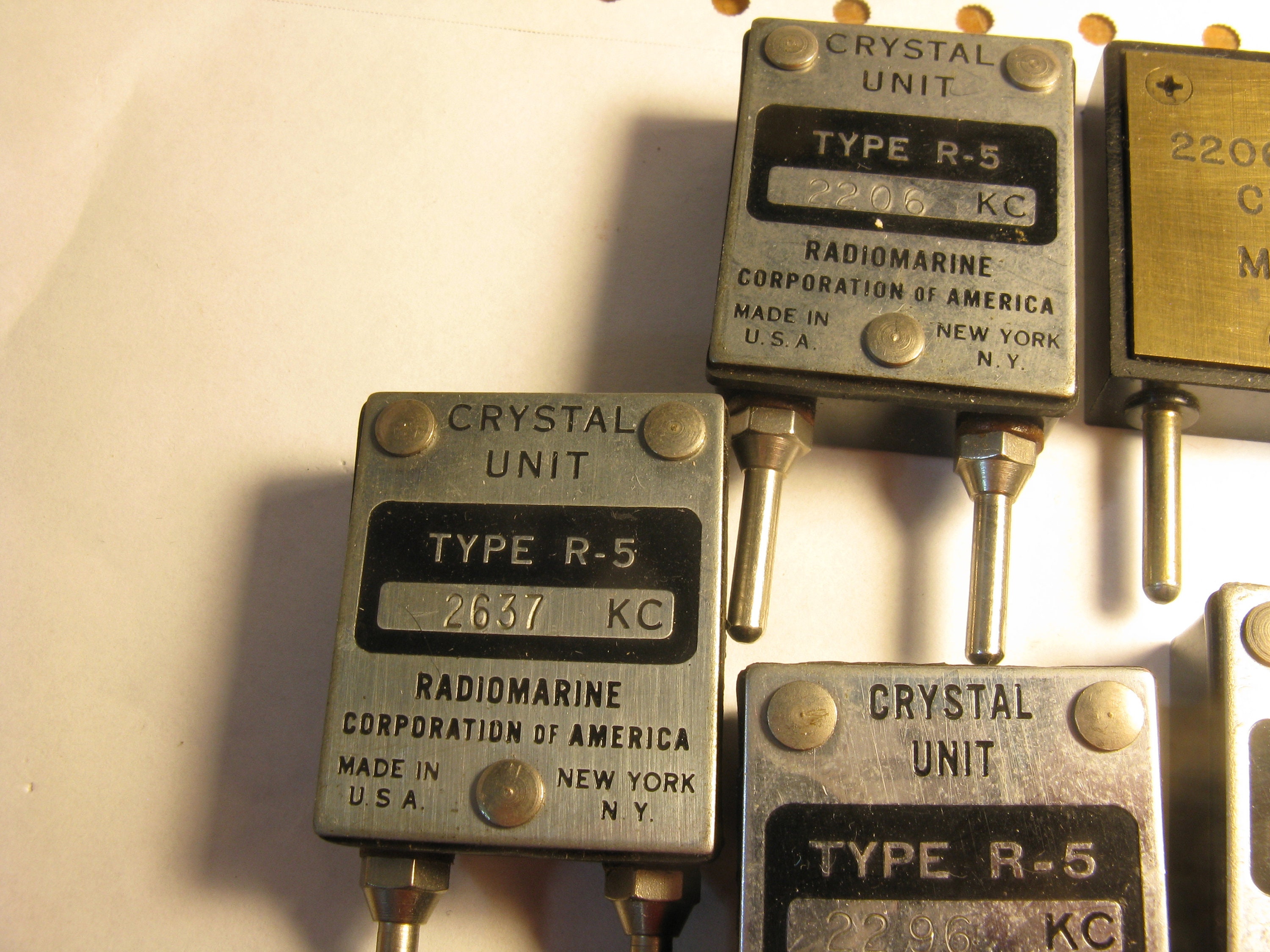 Radio Crystals Qty 9 as per Pics -- All Tested Good- Radio Marine Corp ...