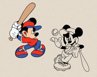 Baseball Mickey Mouse Embroidery - Etsy