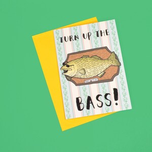 Turn up the Bass Funny Music Celebration Card Billy Bass A6 Digitally ...