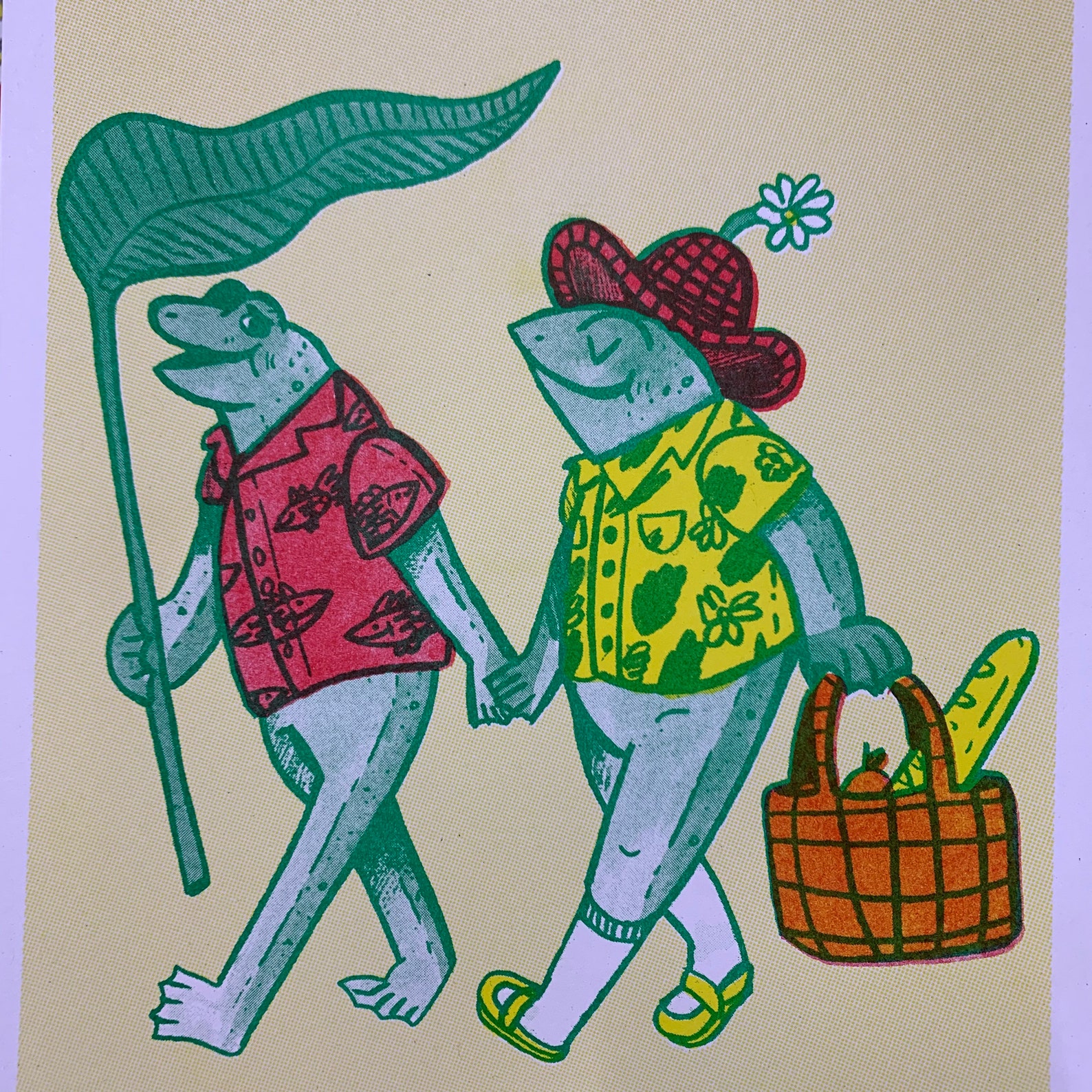 Cute Frogs On A Date Love Toad A4 Risograph Print | Etsy