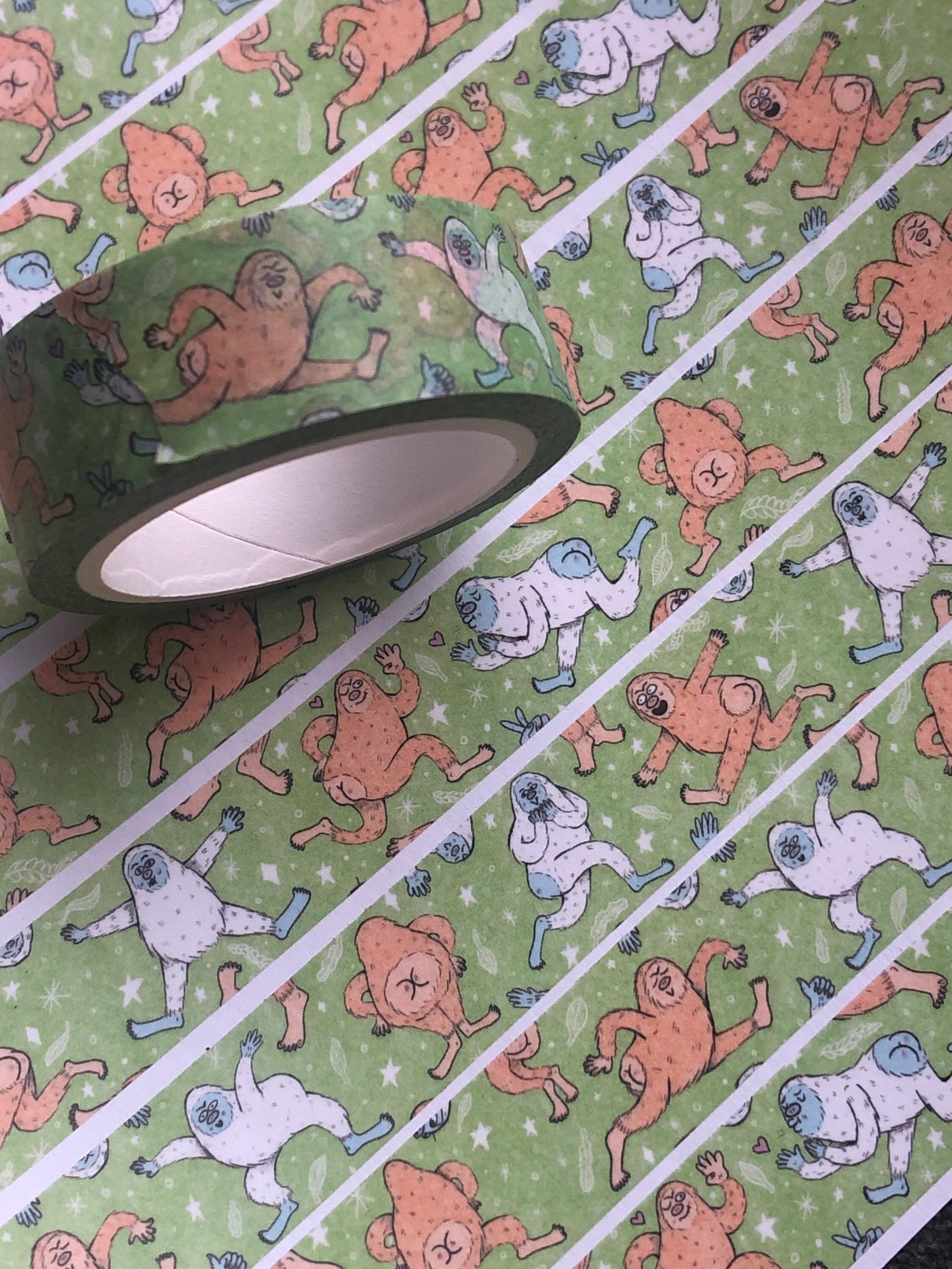 Sasquatch Bigfoot All Dancing Together Fun Cryptid Yeti Washi - Etsy