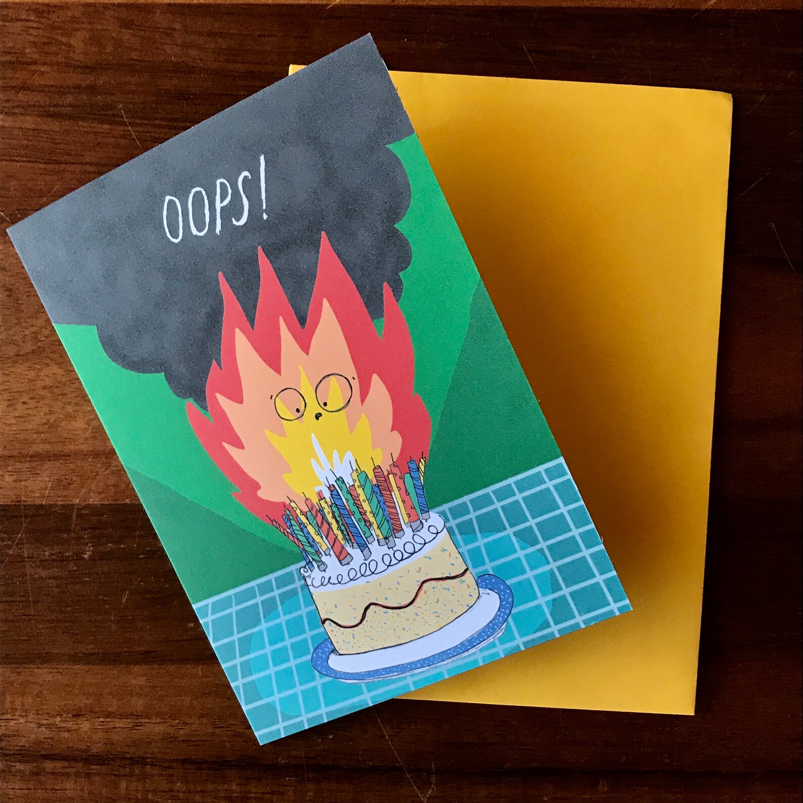 Oops Funny Too Many Candles Birthday Celebration Cartoon Card - Etsy