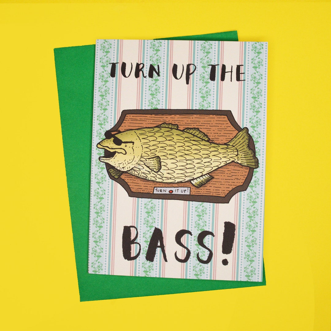 Turn up the Bass Funny Music Celebration Card Billy Bass A6 Digitally ...
