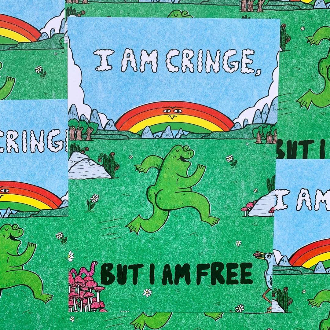 I Am Cringe but I Am Free Frog Toad Rainbow A4 Digital Laser Print - Etsy