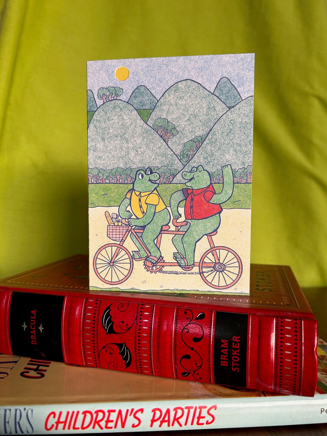 Frogs on a Bike Tandem Cycle Date Valentines Message A6 Greetings Card ...