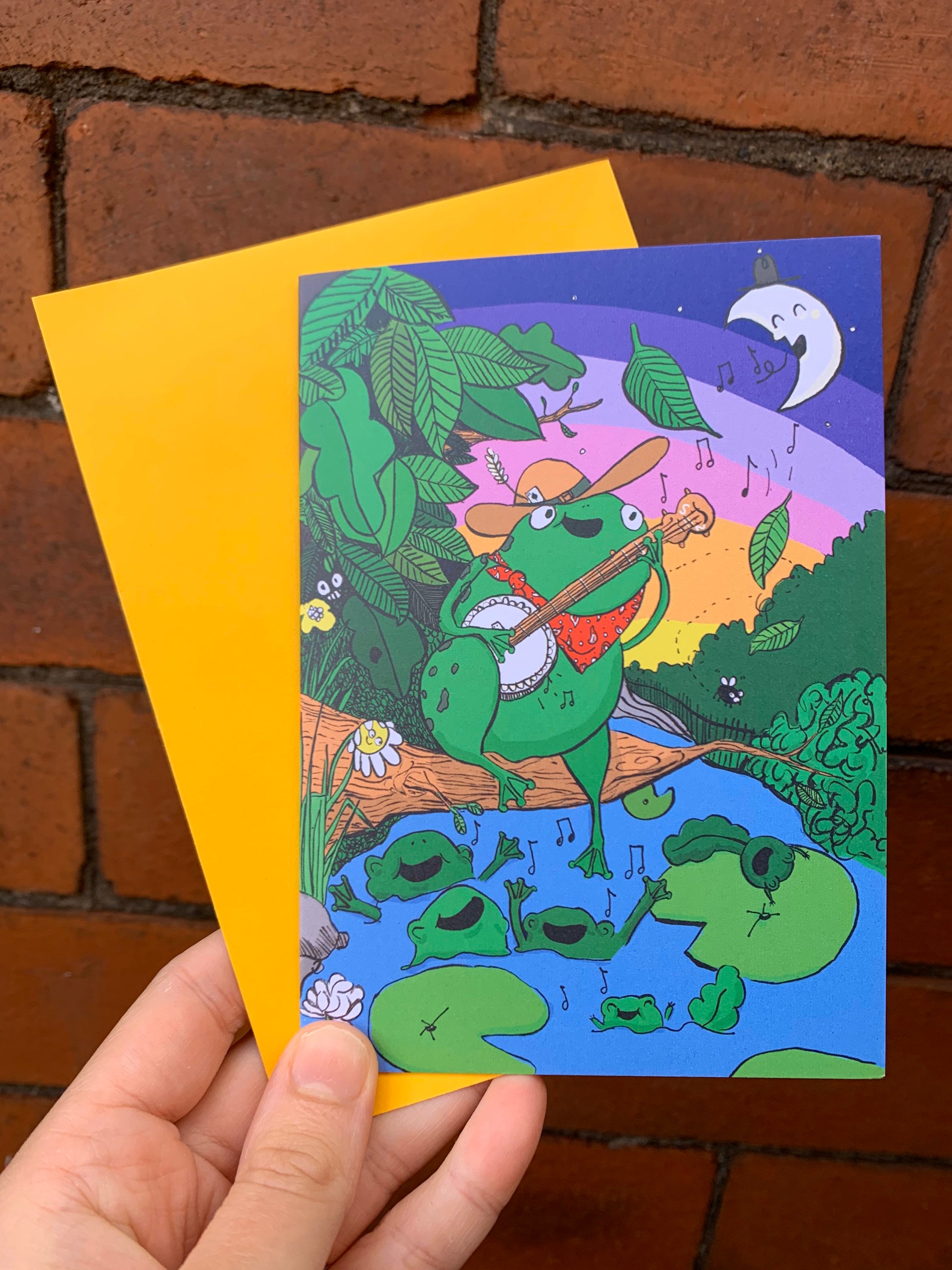 Happy Frog Cute Banjo Birthday General Occasion Music Sunset | Etsy