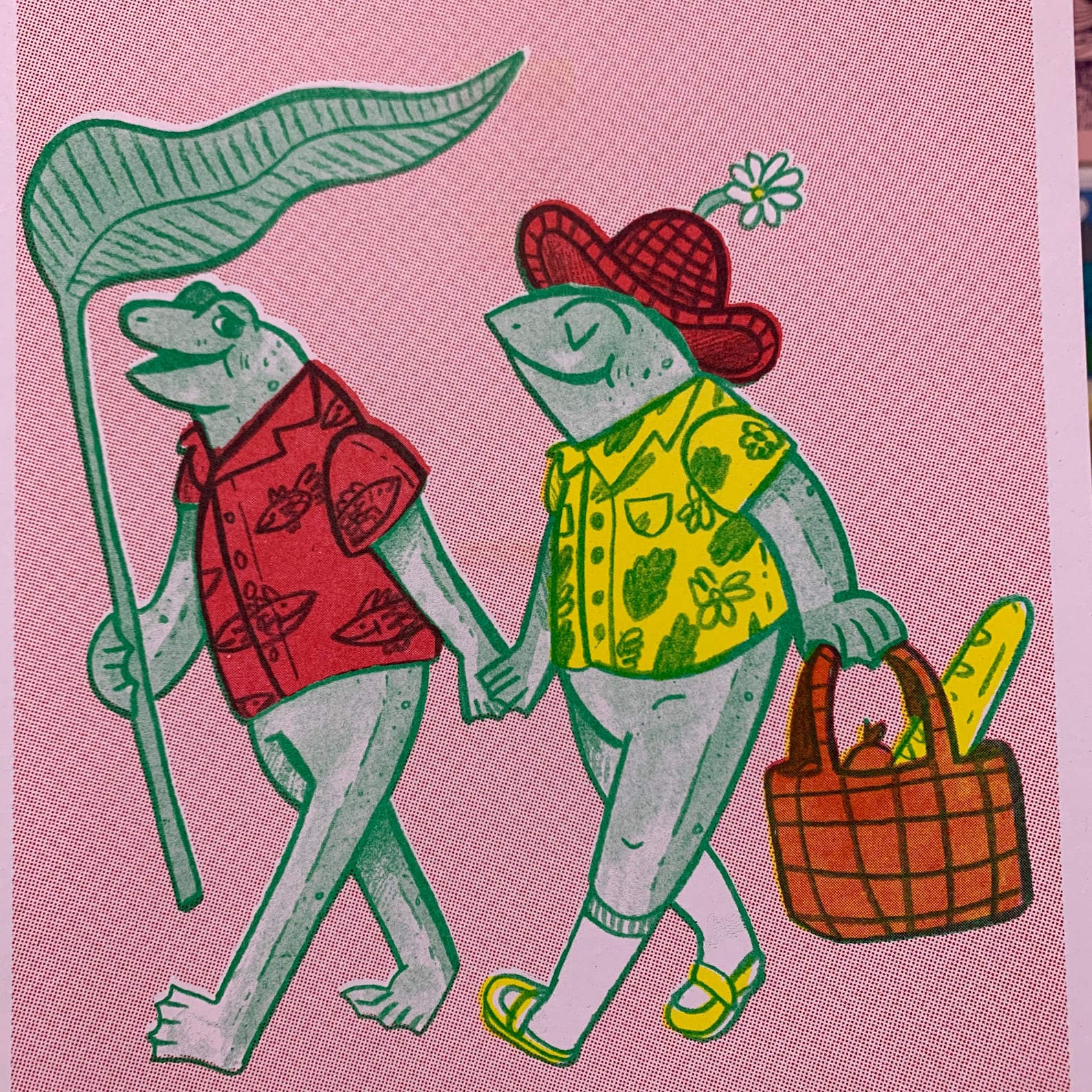 Cute Frogs On A Date Love Toad A4 Risograph Print | Etsy