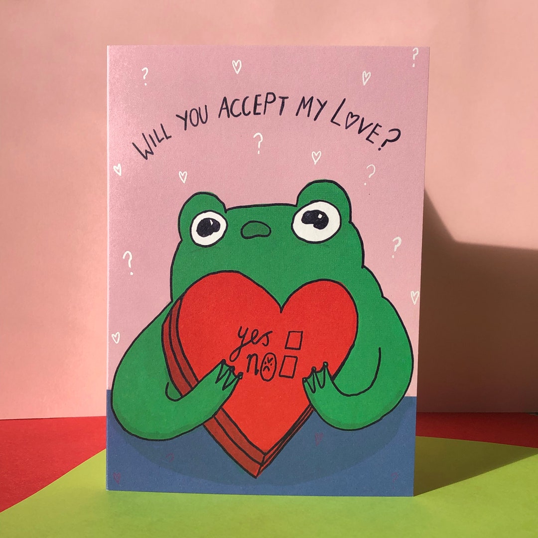 Will You Accept My Love Frog Card Valentines Message Tick Box A6 ...