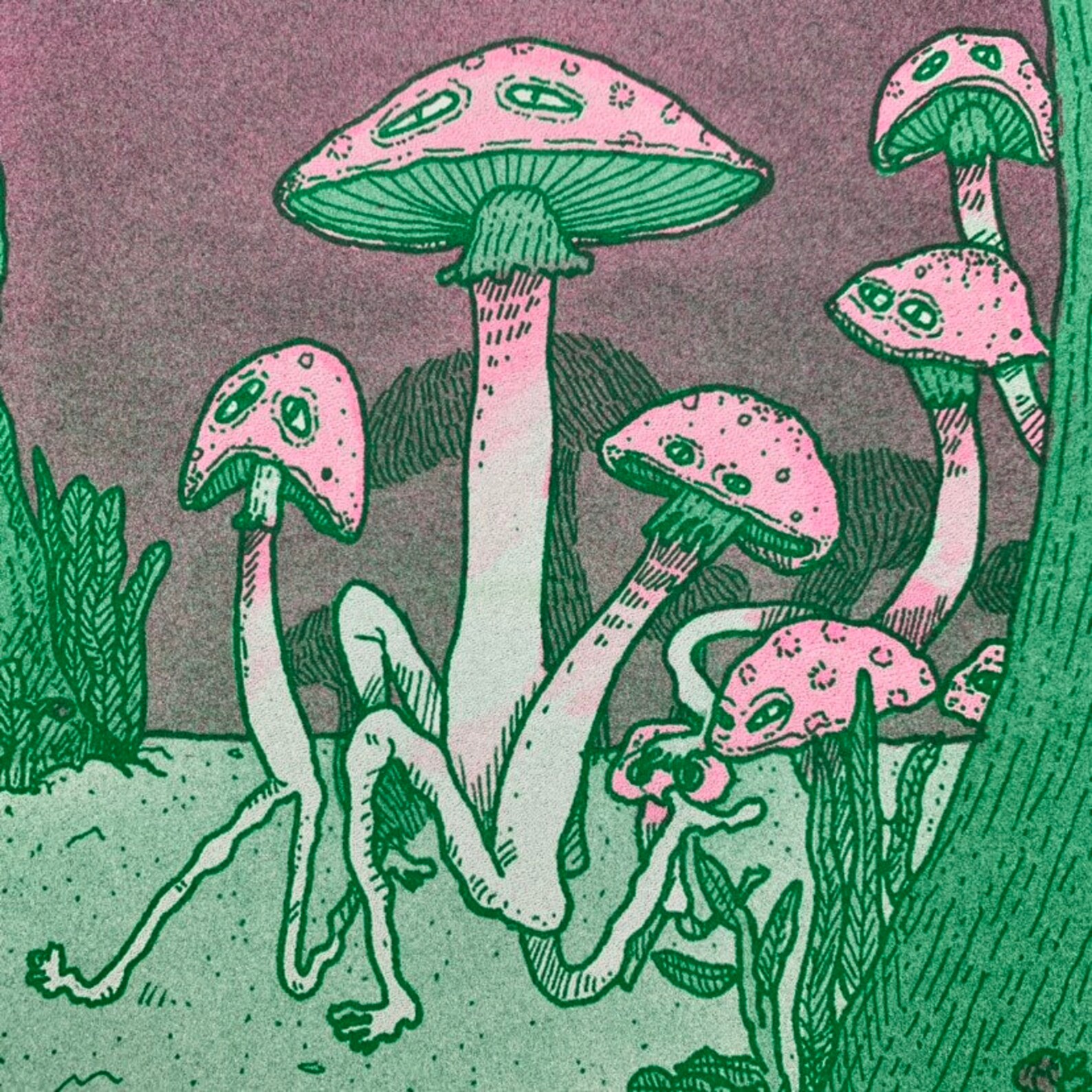 Funghi Mushroom A4 Risograph Print | Etsy