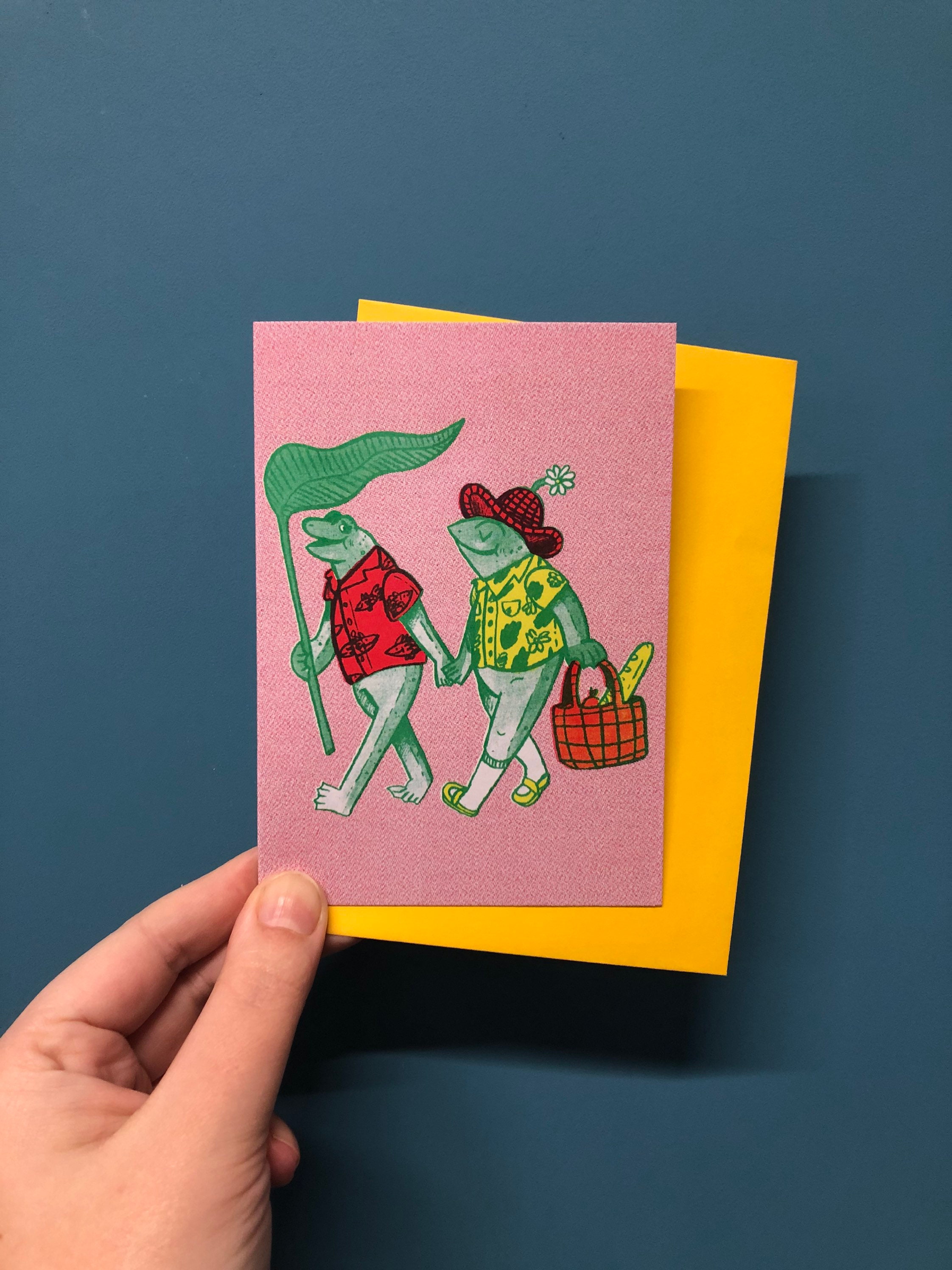 Cute Frogs On a Date Love Toad Frog Alternate Valentines Day | Etsy