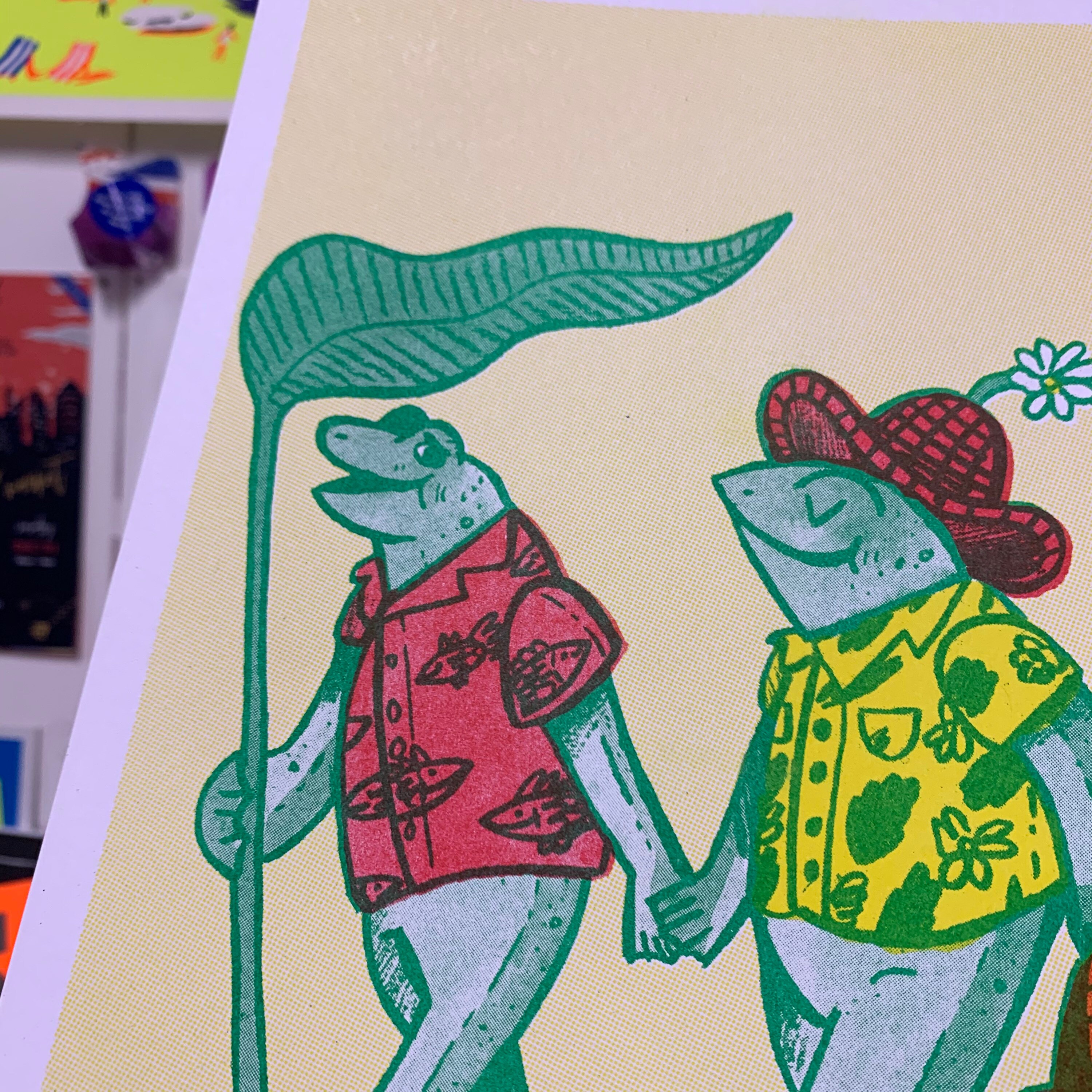 Cute Frogs On A Date Love Toad A4 Risograph Print | Etsy