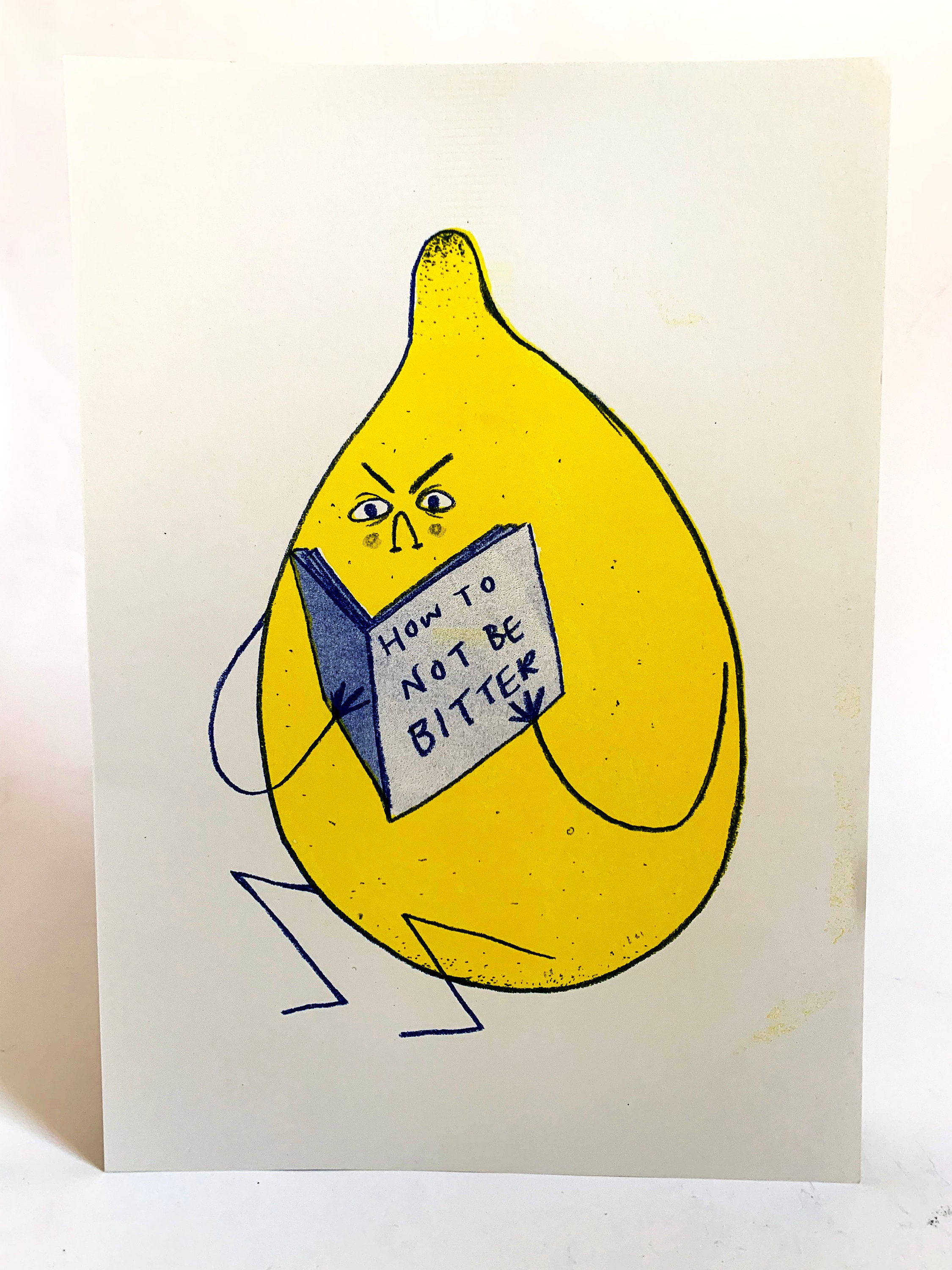 Bitter Lemon Cute Fruit How to Not Be Bitter A4 Risograph - Etsy