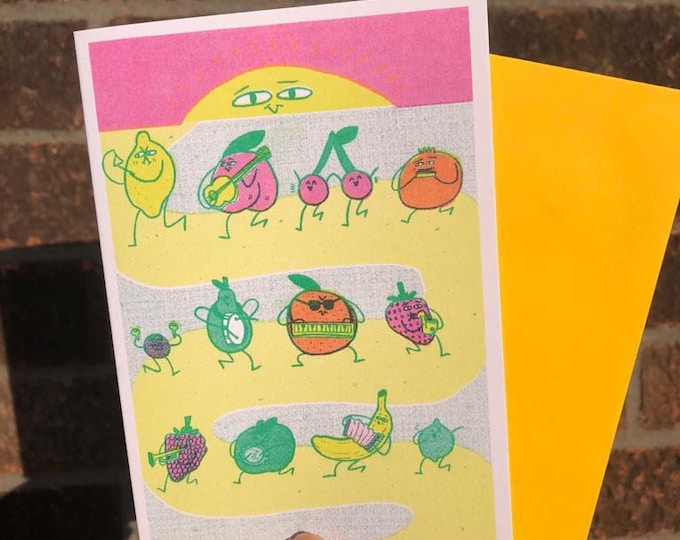 Tooting Fruit Musical Instruments Birthday Greetings - Etsy