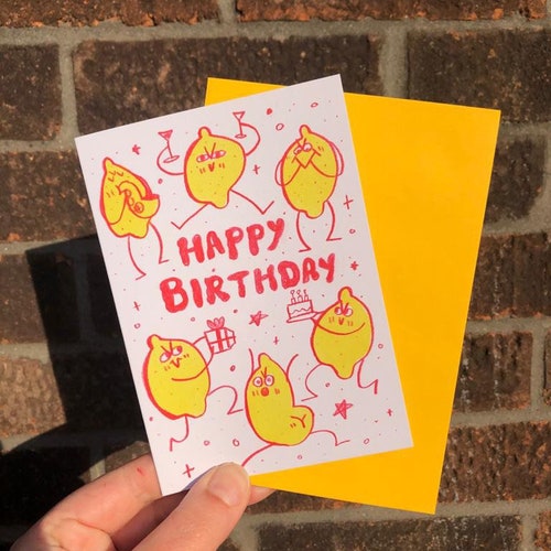 Party Lemon Fun Birthday Greeting Card A6 - Etsy