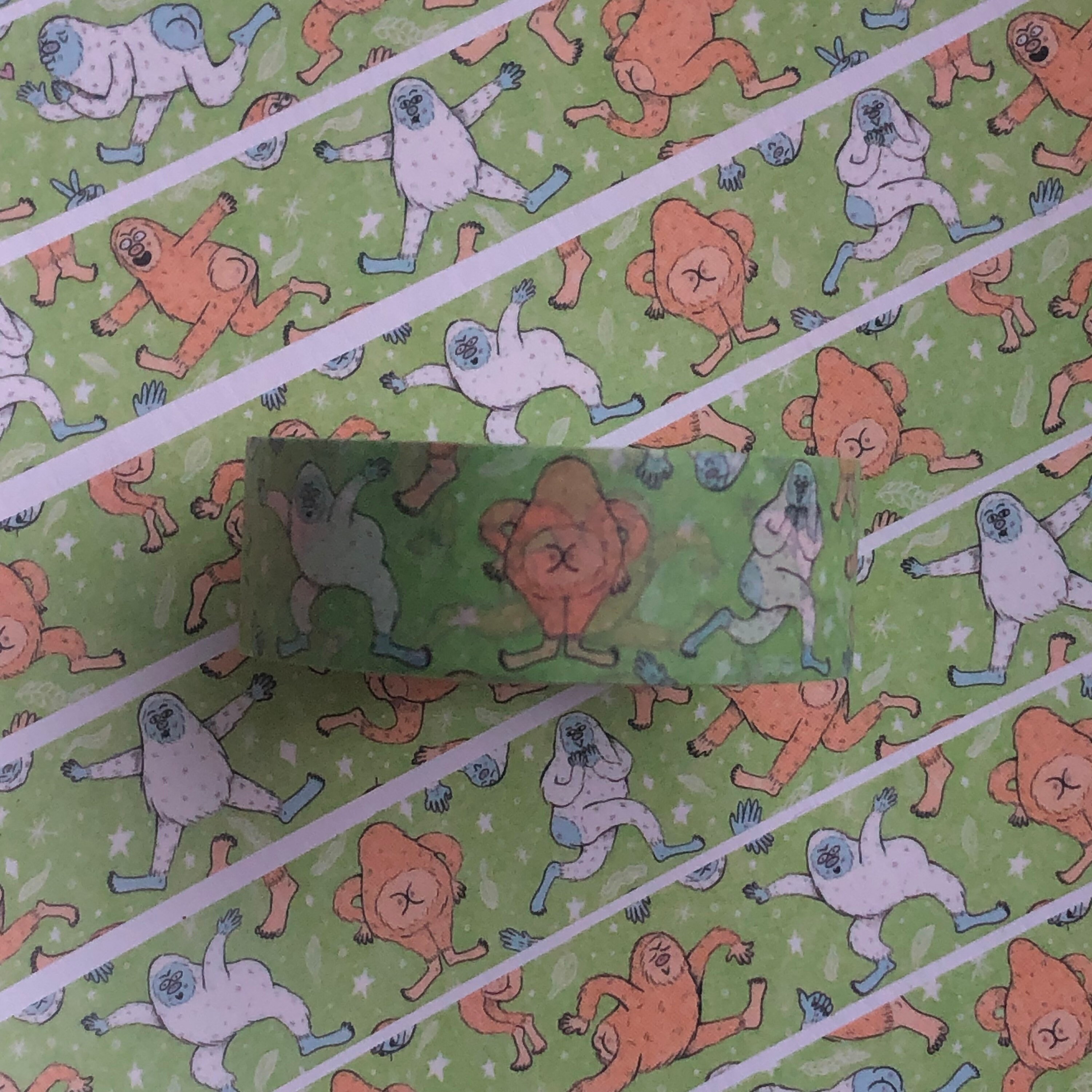 Sasquatch Bigfoot All Dancing Together Fun Cryptid Yeti Washi - Etsy