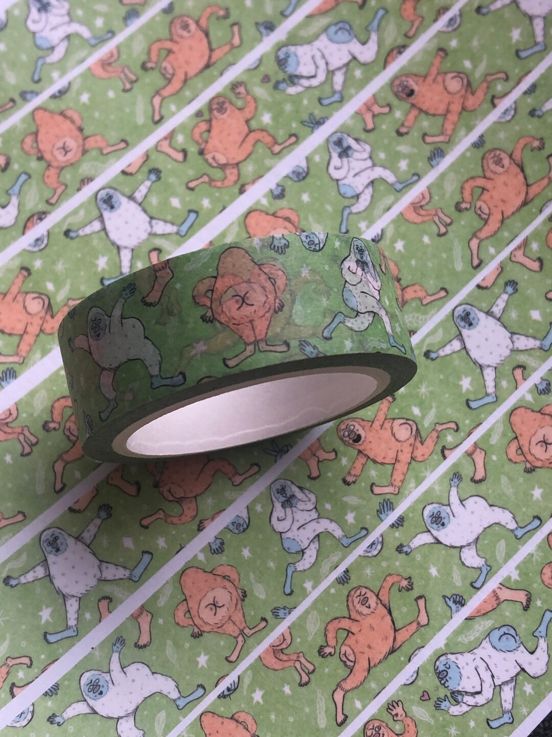 Sasquatch Bigfoot All Dancing Together Fun Cryptid Yeti Washi Tape Roll ...