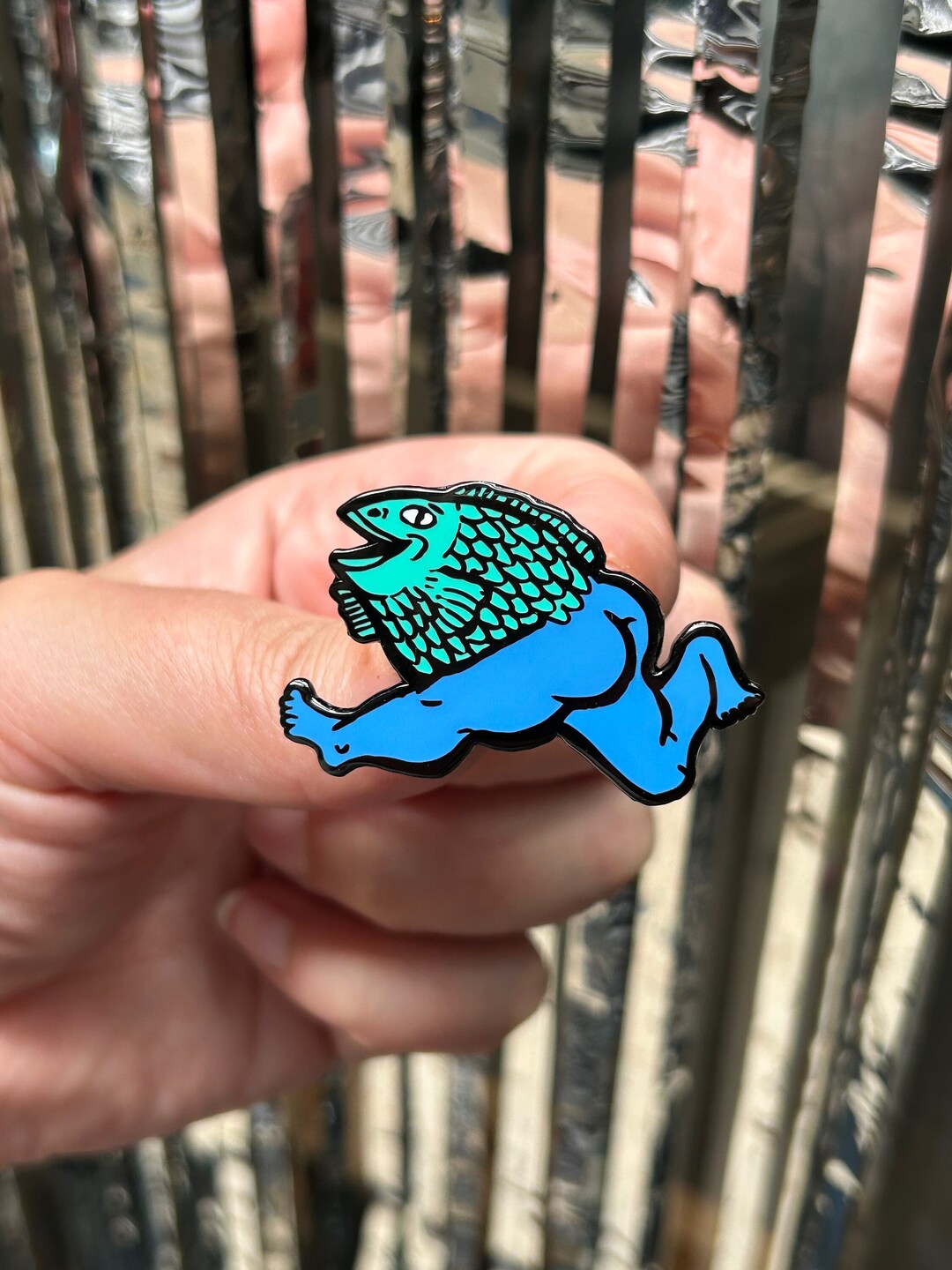 Fish Butt Reverse Mermaid 3.0 Sassy Booty Enamel Pin Badge Teal Head ...