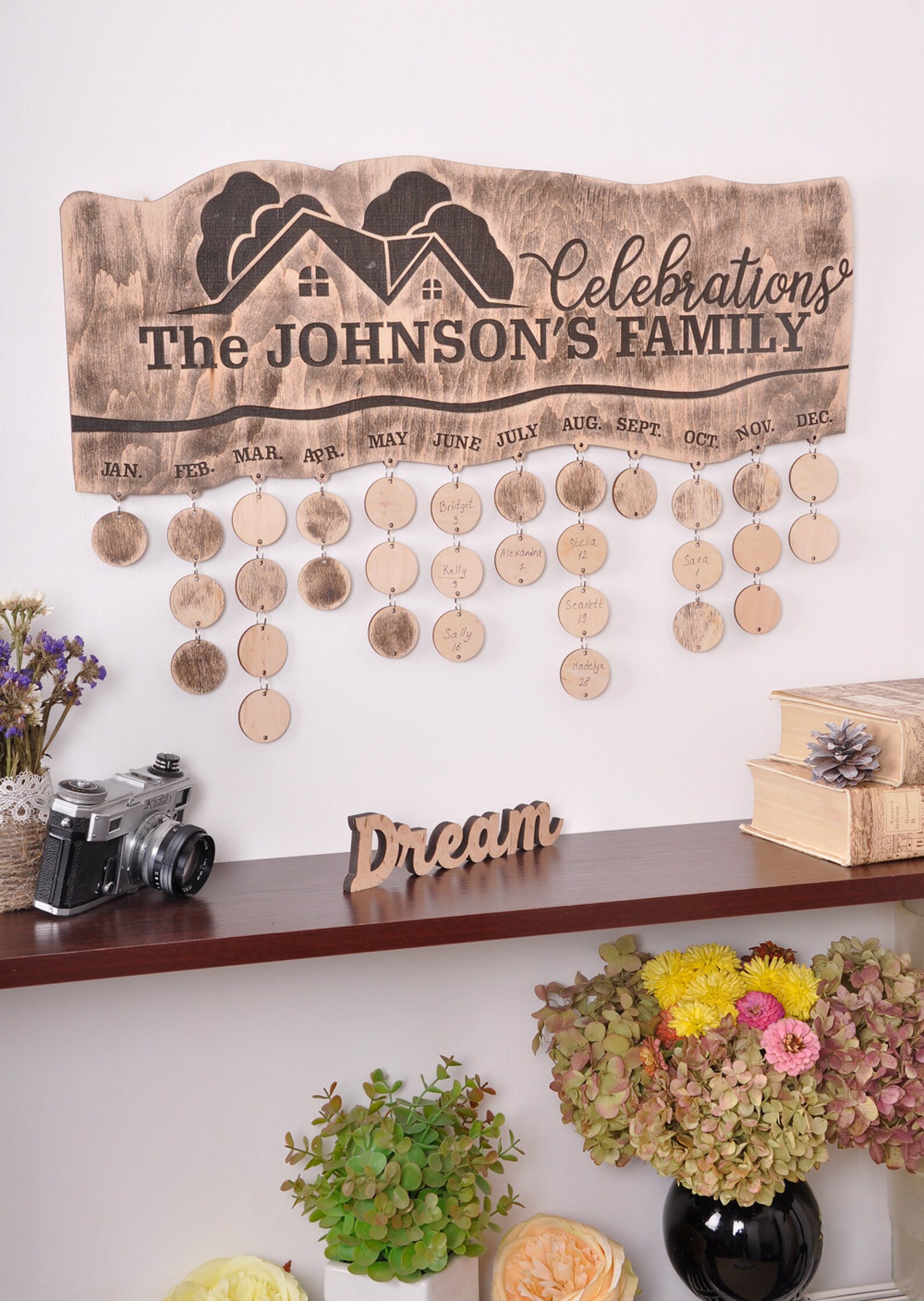 Family Birthday Board, Perpetual Birthday Calendar - Etsy