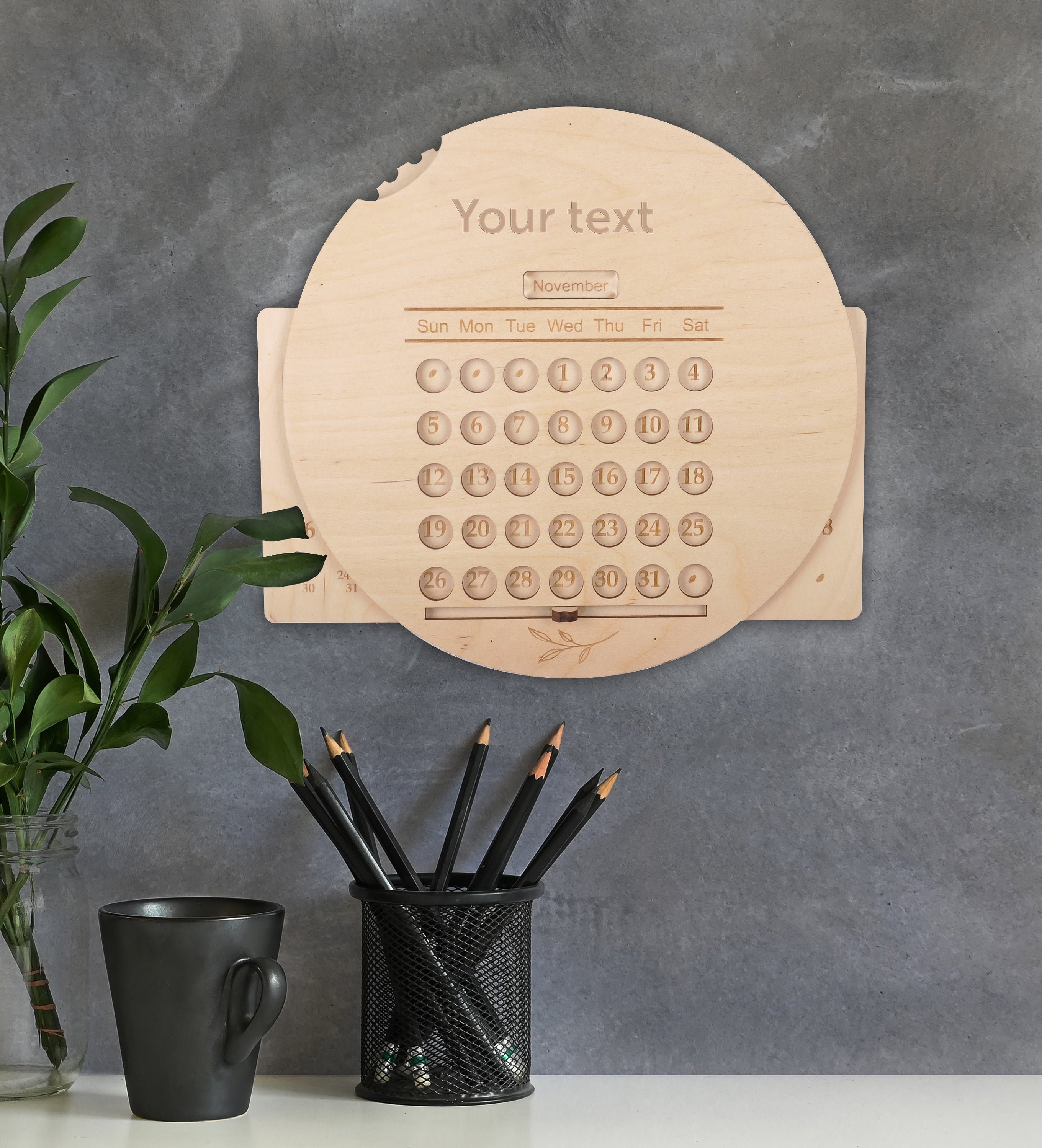 Calendrier en bois. Calendrier perpétuel en bois. Calendrier | Etsy