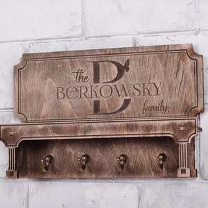 Custom Wood Key Holder for Wall. Personalized Key Holder. Key Hanger ...