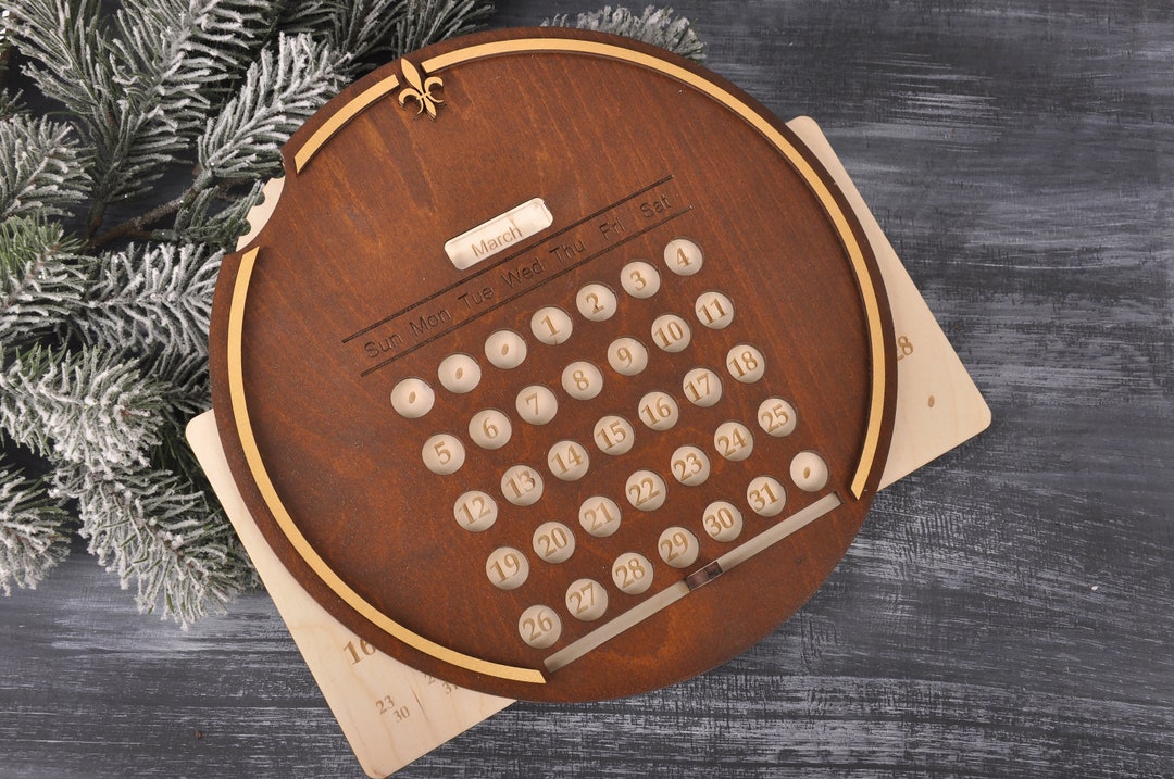 Wooden Calendar. Wooden Perpetual Calendar. 2020 Wall Calendar ...