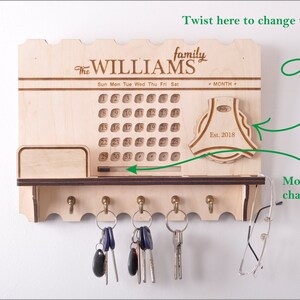 Wooden Perpetual Calendar. Wall Key Holder - Etsy