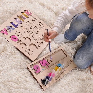 Name Puzzle Personalized Wooden Name Puzzle With Numbers and - Etsy