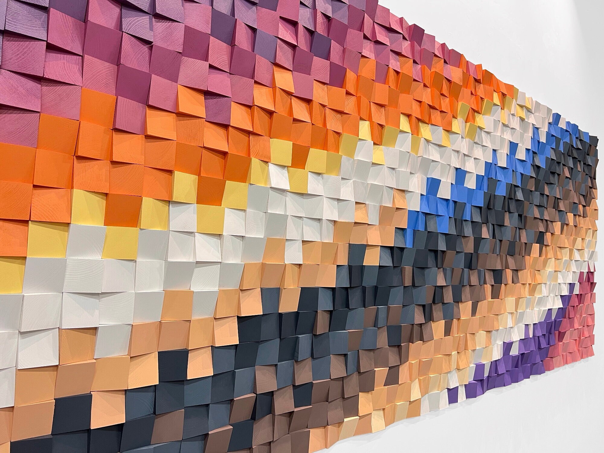 Large Wood Wall Art Decor flow, 3d Panel Acoustic Sound Diffuser Slat ...