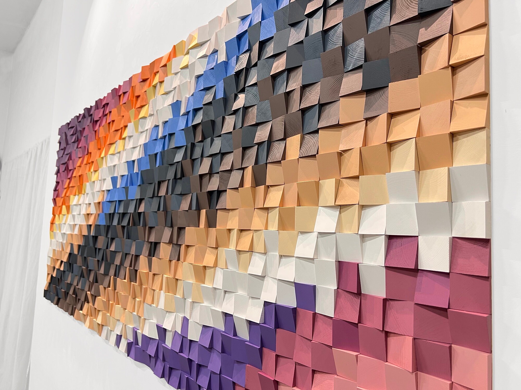 Large Wood Wall Art Decor flow, 3d Panel Acoustic Sound Diffuser Slat ...