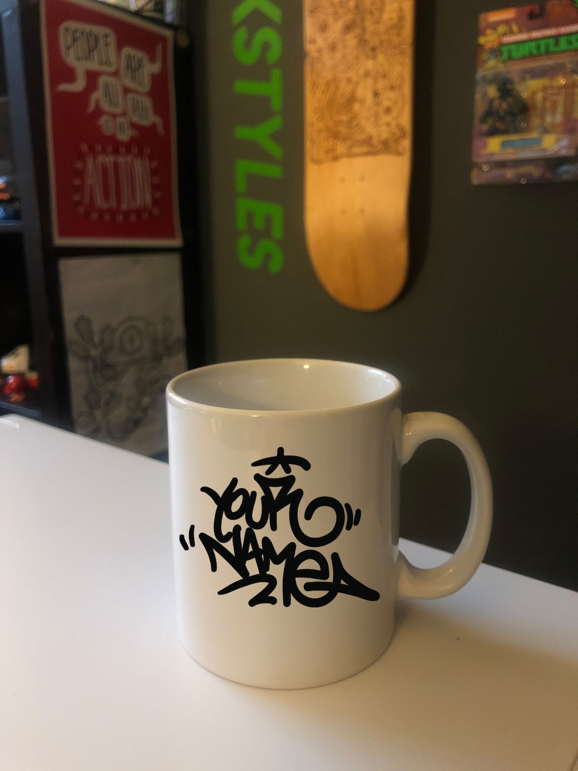 Personalised Graffiti Mug, Original Hand Drawn, Unique Design ...