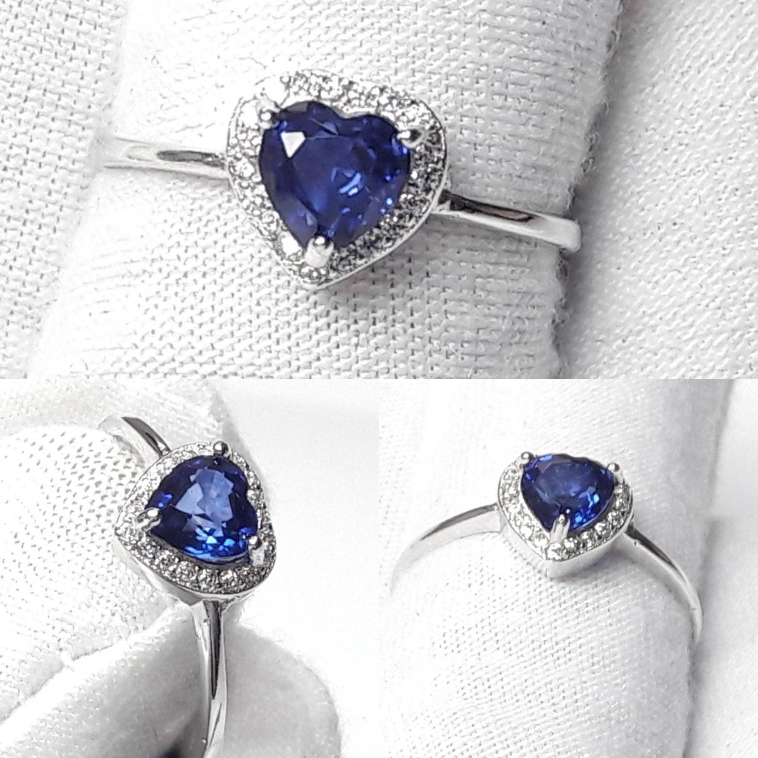 Heart shape Sapphire ring925 sterling silver ring engagement | Etsy