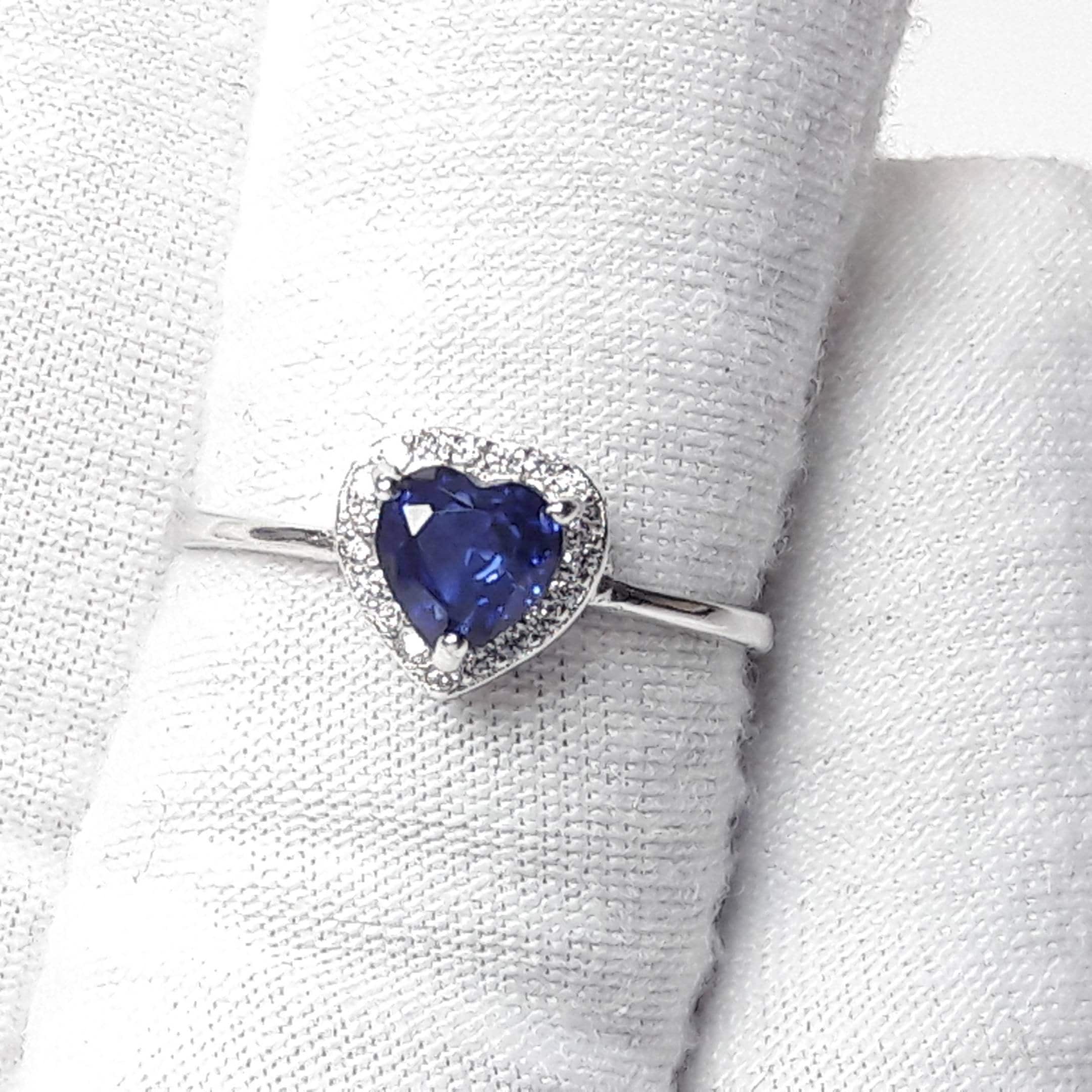 Heart shape Sapphire ring925 sterling silver ring engagement | Etsy
