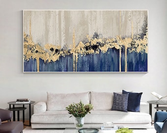 Navy Blue Horizontal Art - Etsy